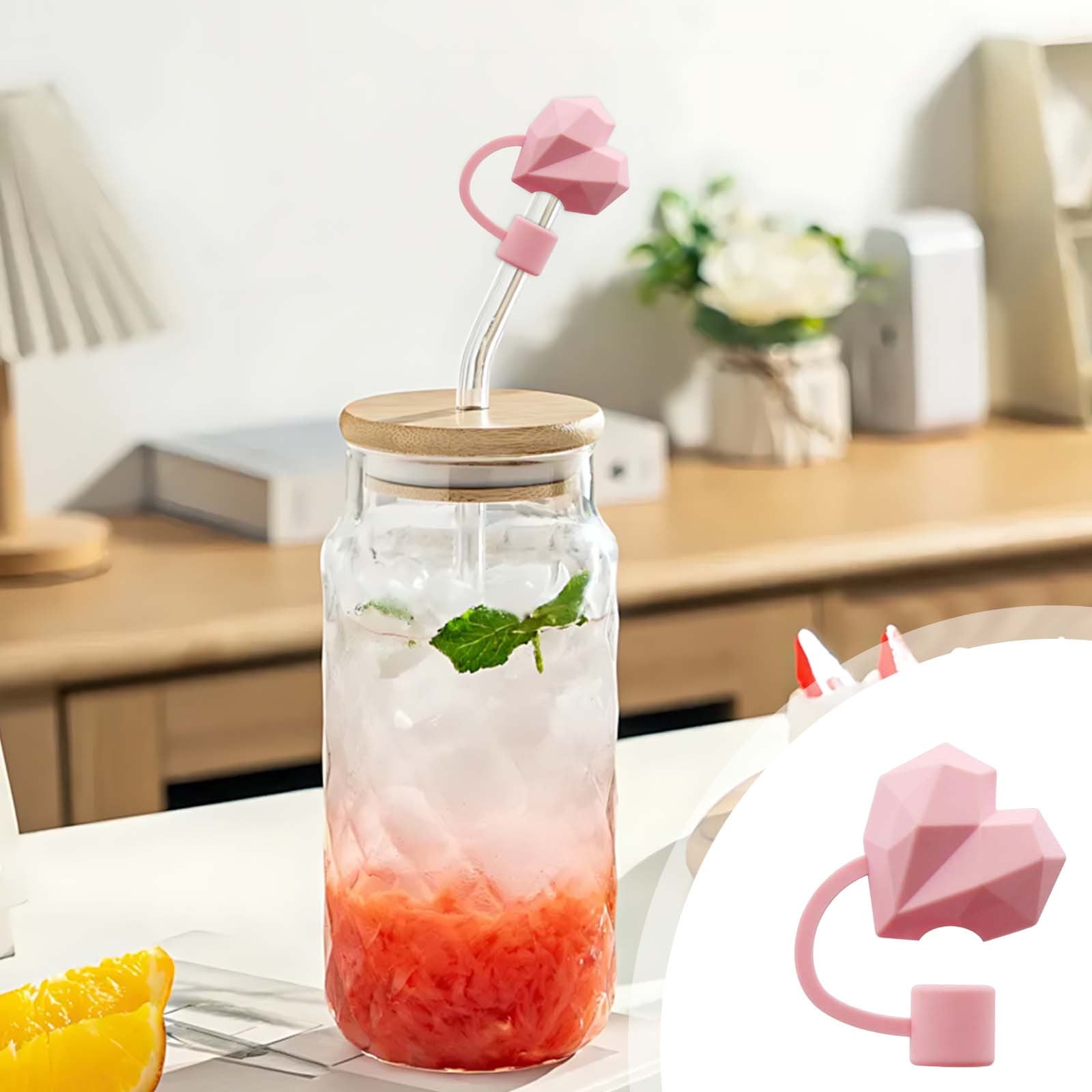 VBXOAE Heart Shaped Straw Stopper with Hygienic and Stable for Parties ...