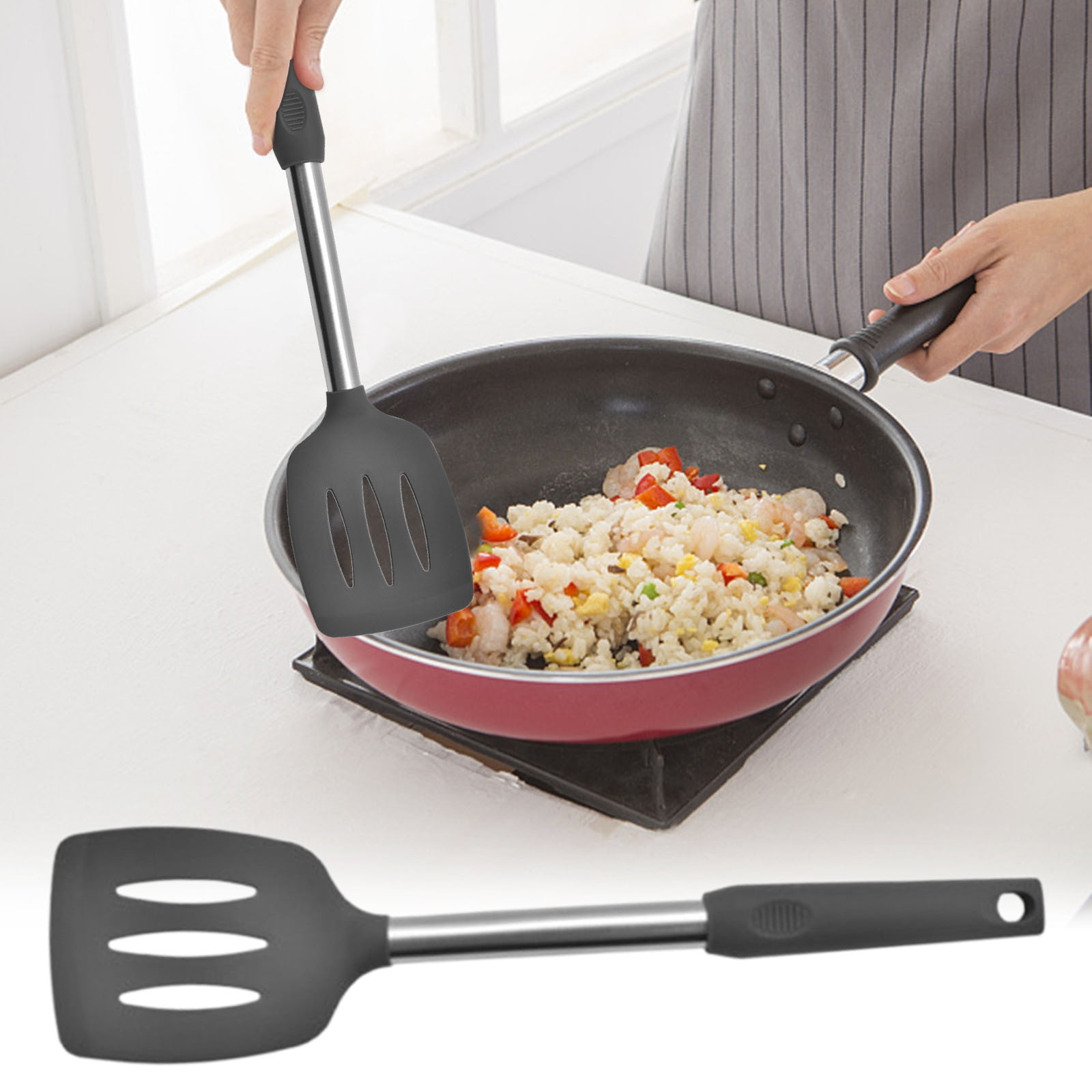 VBXOAE High Temperature Stainless Steel Spatula with Ergonomic Handle ...