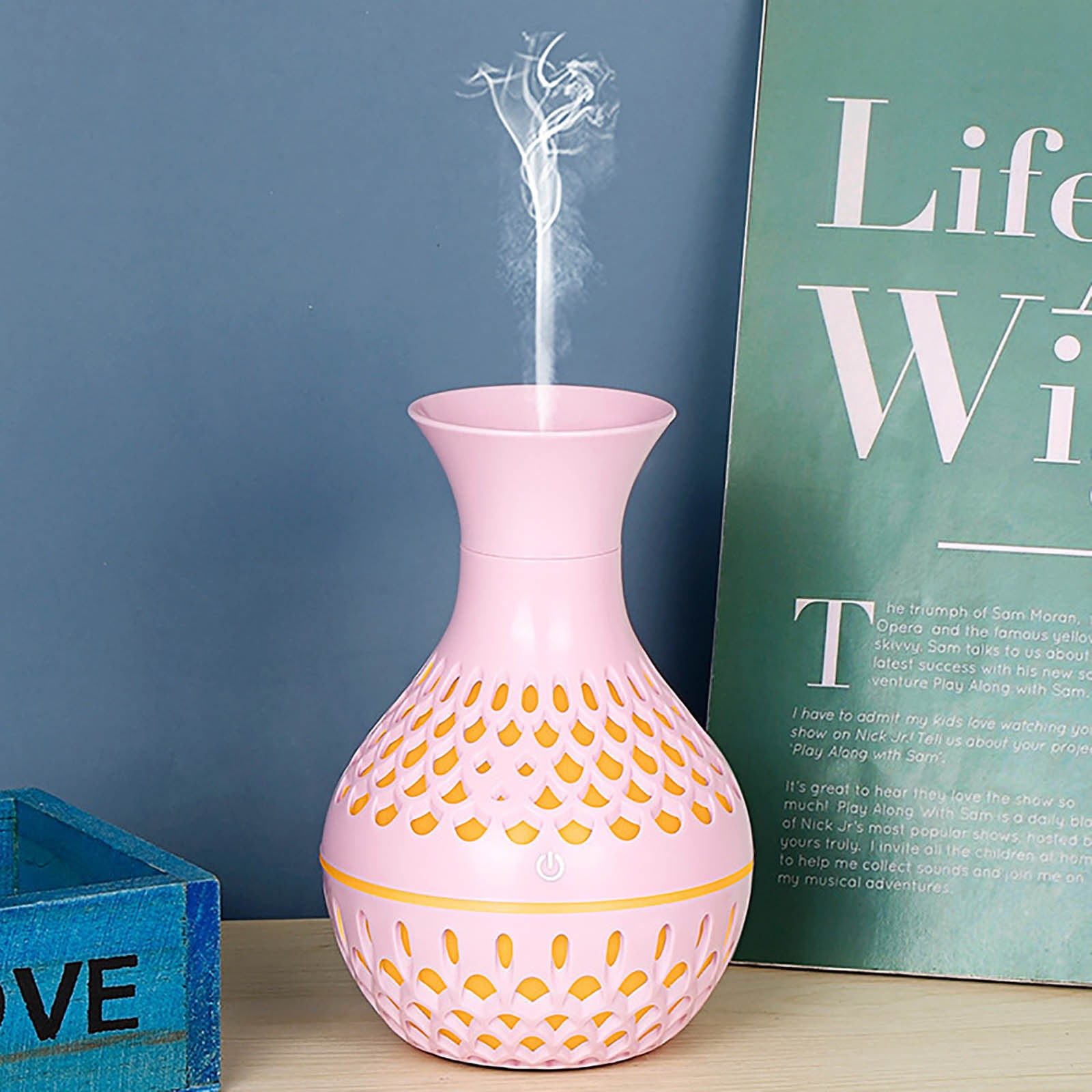 VBXOAE Hollow Wood Grain Aromatherapy Humidifier with Color Changing LED Light for Home and ...