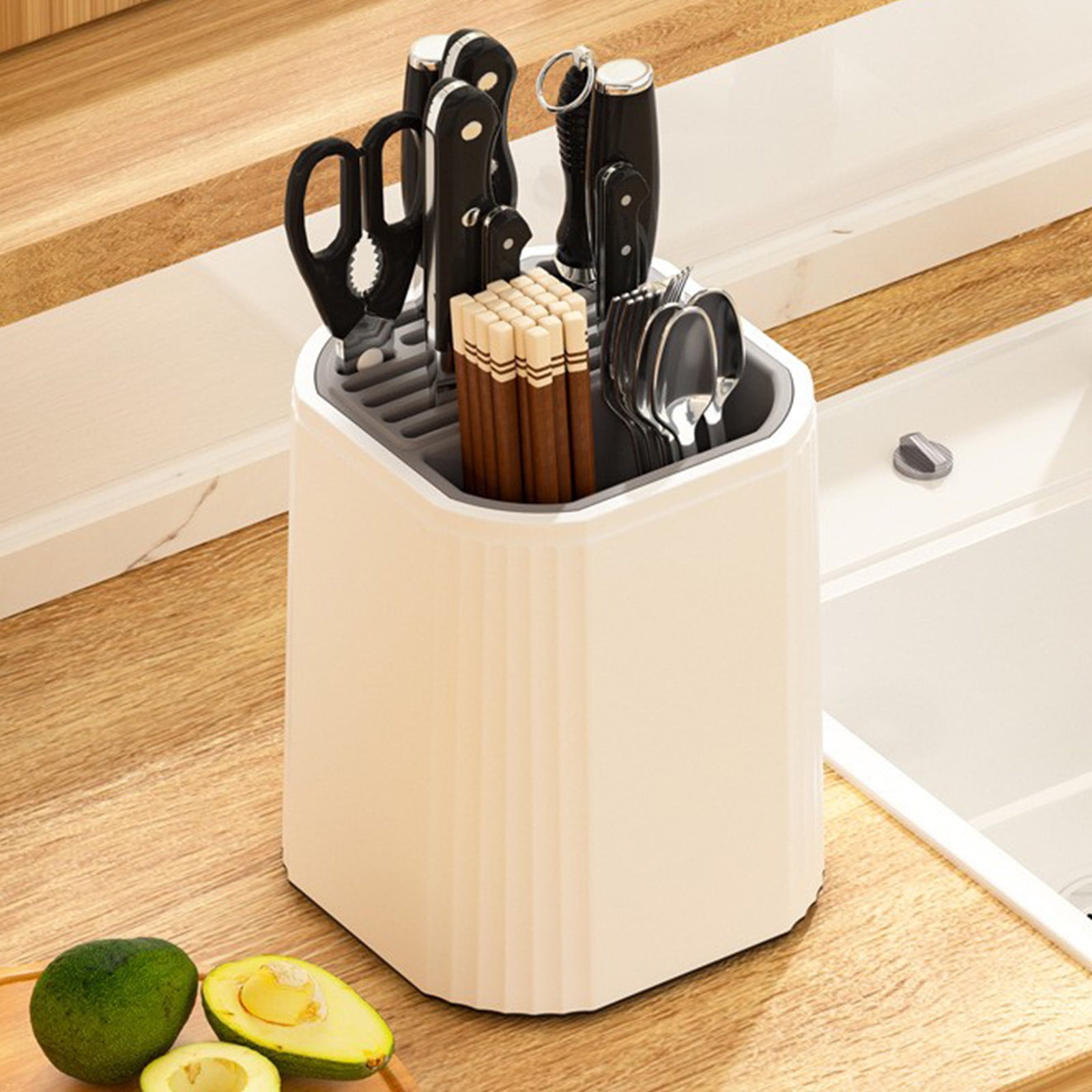 VBXOAE Kitchen Countertop Rotating Knife and Utensil Organizer with ...
