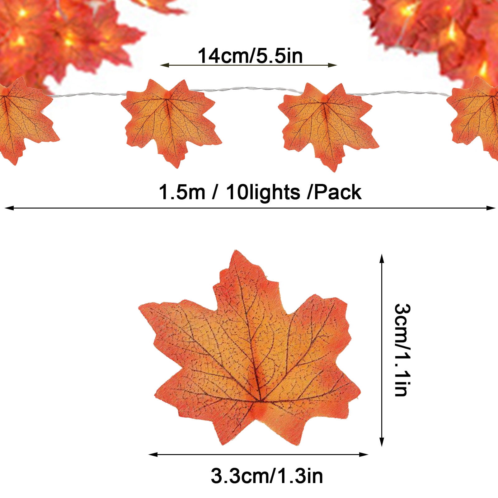 Vbxoae Led Maple Leaf Garland Battery Operated Lights For Indoor