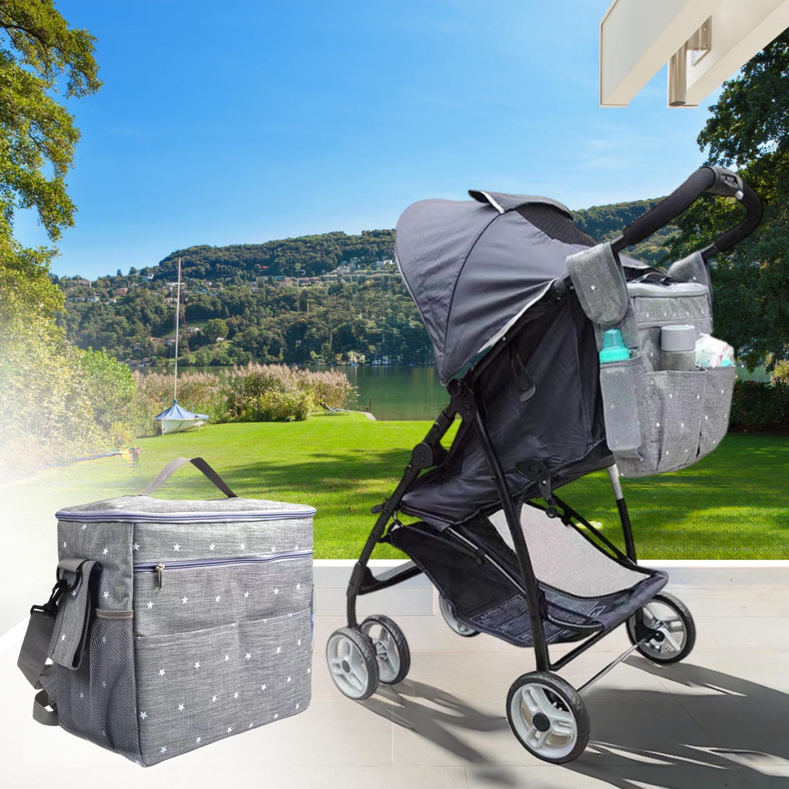 VBXOAE Large Capacity Stroller Organizer Bag with Adjustable Shoulder ...