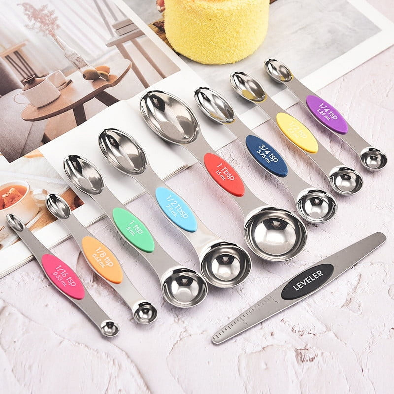 VBXOAE Magnetic Double Headed Stainless Steel Measuring Spoons Set ...