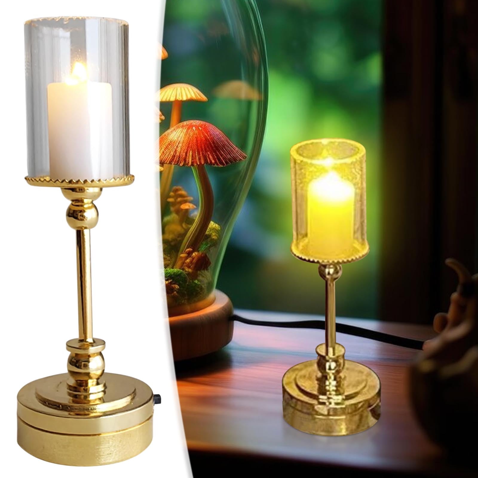 VBXOAE Miniature Desk Lamp with Colored Glass for Indoor Diorama Decor ...