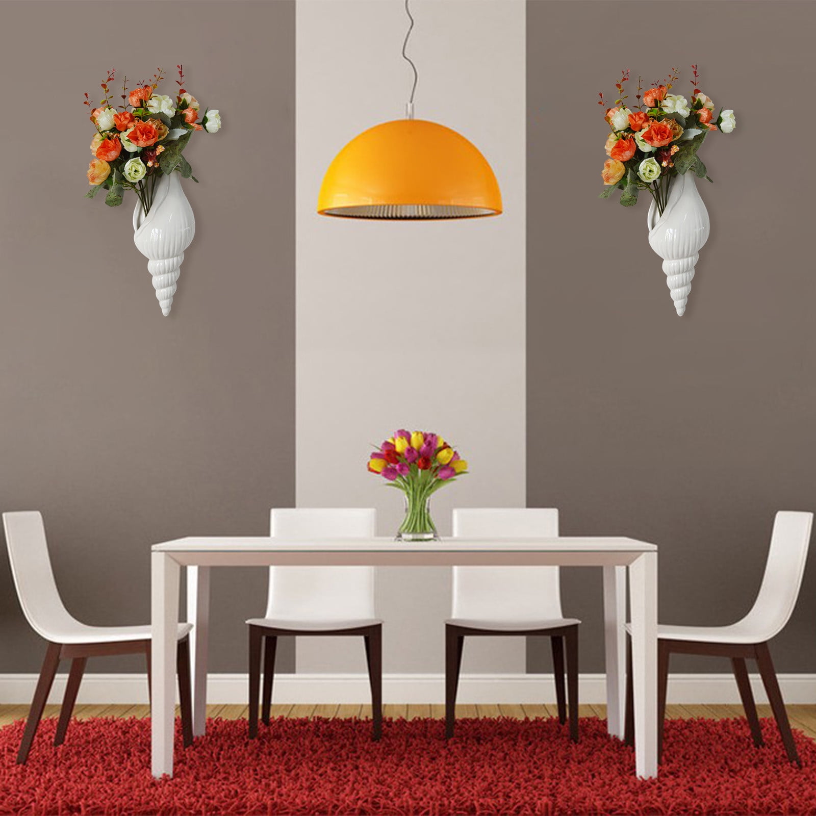 VBXOAE Modern Plastic Conch Vase Wall Hanging Home Decor with Traceless ...