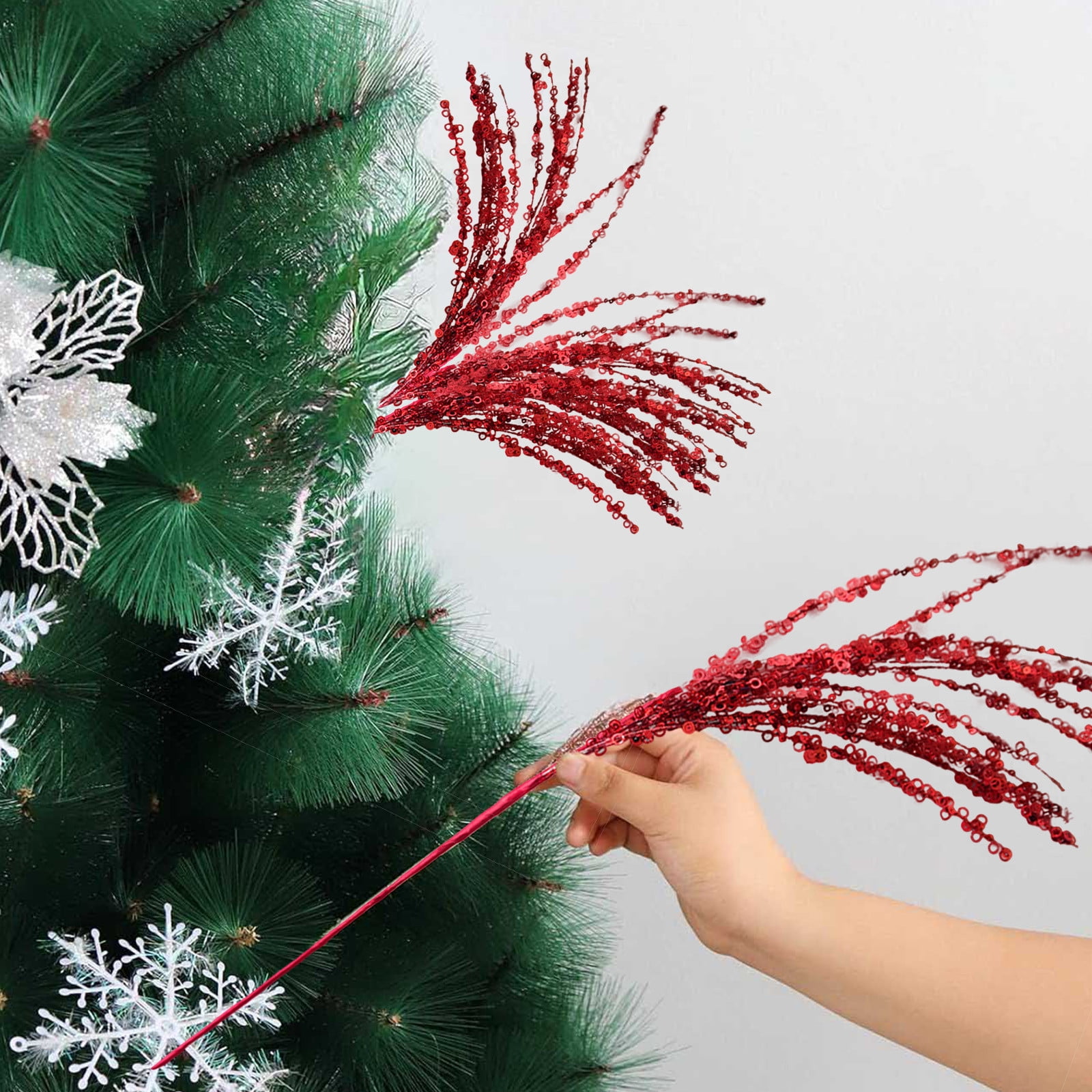 VBXOAE Multi-Color Sequin Christmas Tree Branch Decor-55x10cm,Set of ...