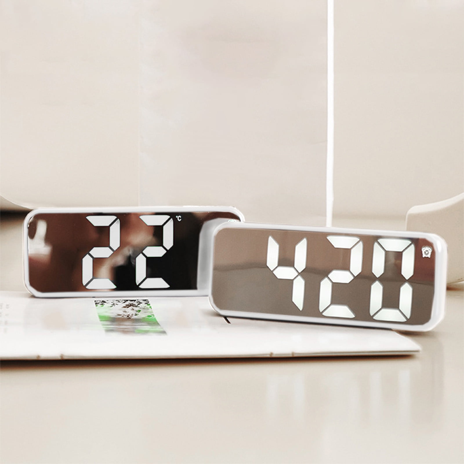 VBXOAE Multifunction LED Mirror Alarm Clock with Temperature Display ...