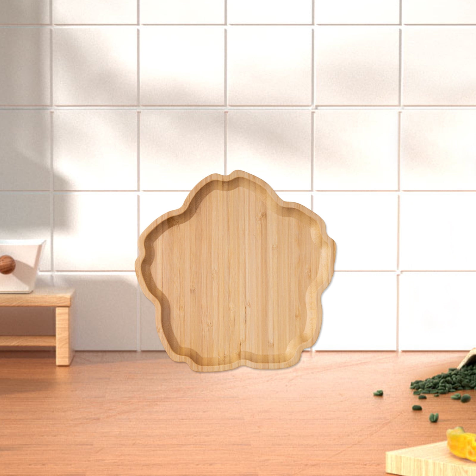 VBXOAE Natural Bamboo Snack Tray Multi Shaped Storage Tray for Fruit ...