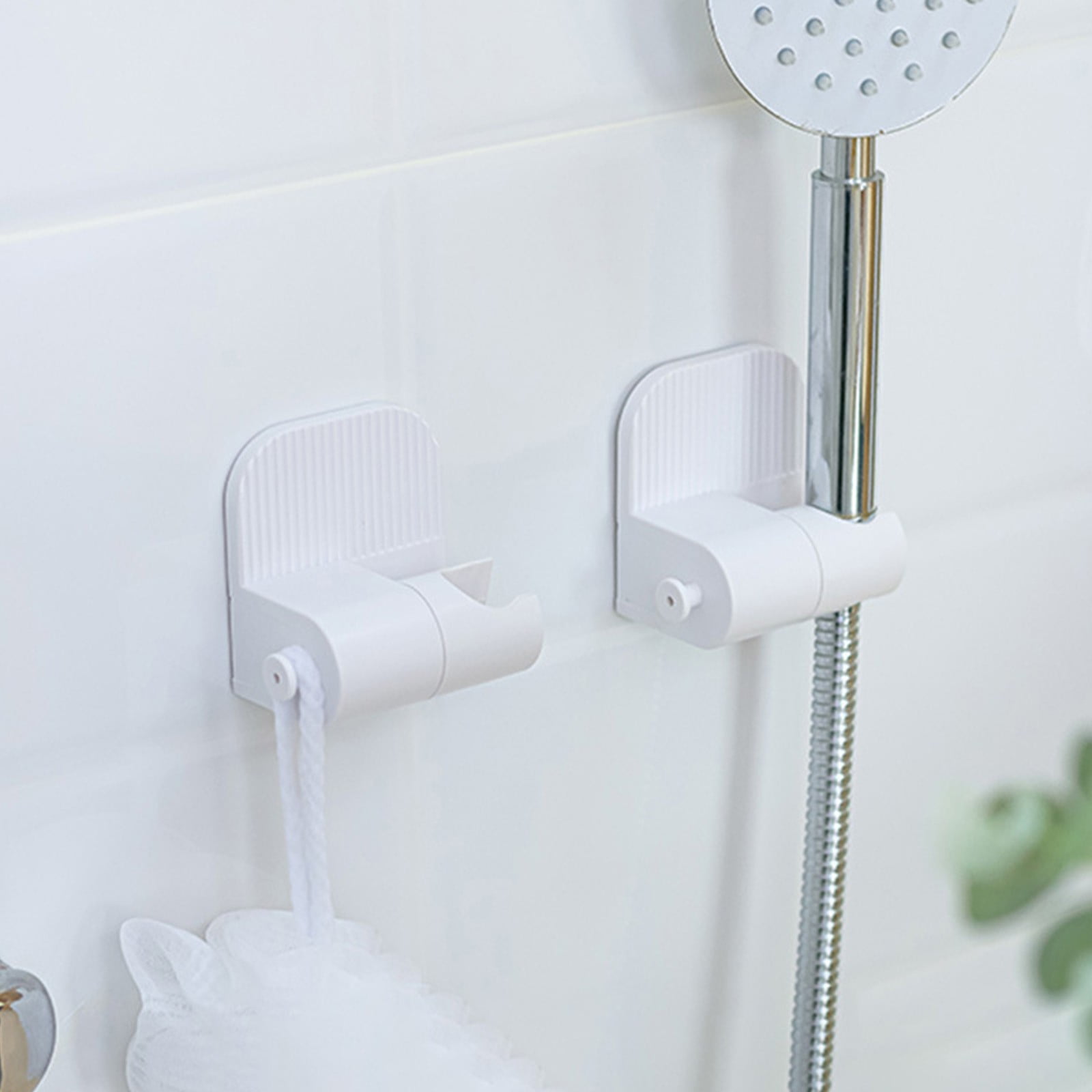 VBXOAE No Drill Adjustable Bathroom Shower Bracket with Hook for Easy ...