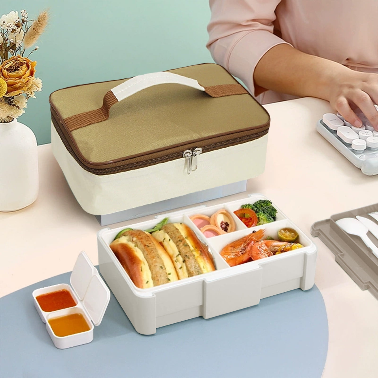 VBXOAE Portable Leak Proof Lunch Box with Utensils and Insulated Bag ...
