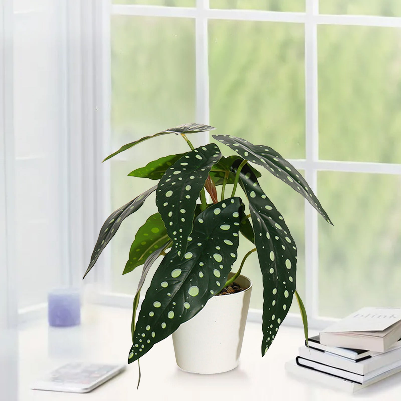 VBXOAE Realistic Low Maintenance Simulated Begonia Grandis Potted Plant ...