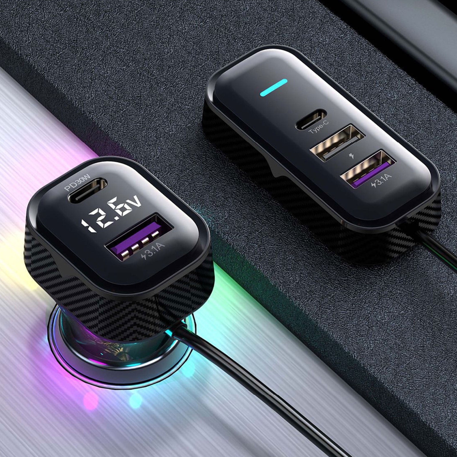 VBXOAE Rear Seat Expansion Car Bluetooth Charger with 4.9ft Extension ...