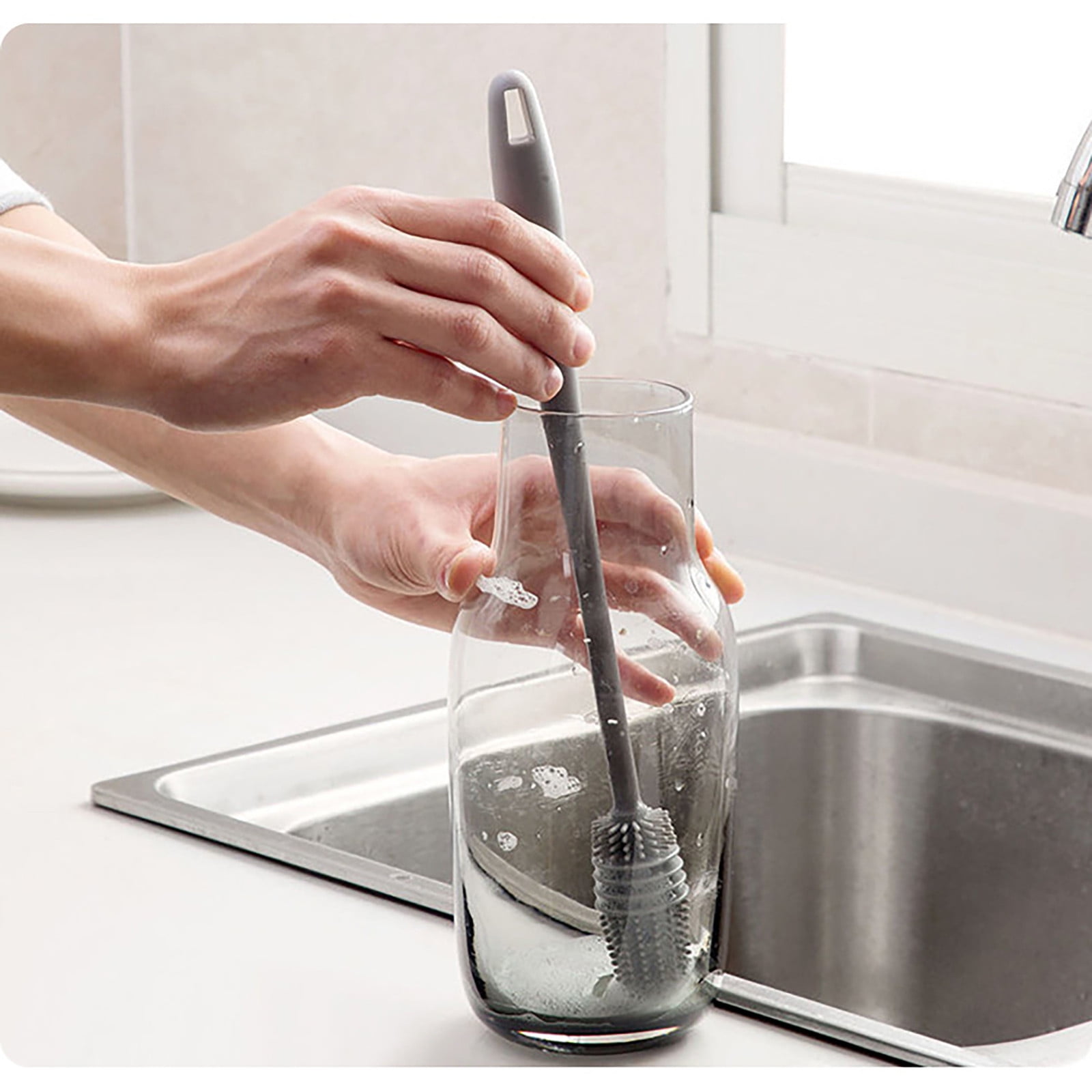 VBXOAE Silicone Soft Bristle Water Bottle Cleaner Brush with 13.4" Long ...