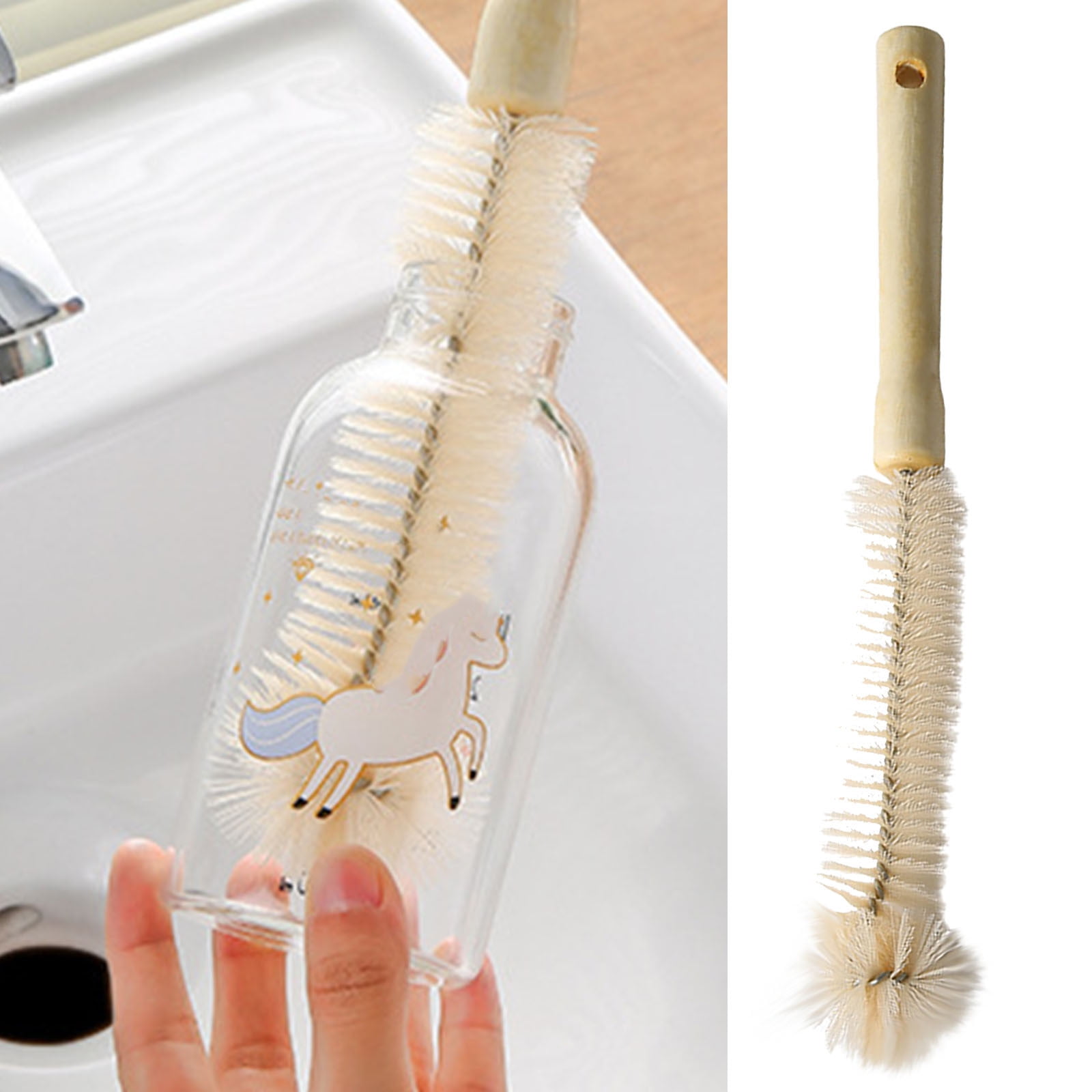 VBXOAE Small Cup Brush with Long Handle-Soft Nylon Bristles ...