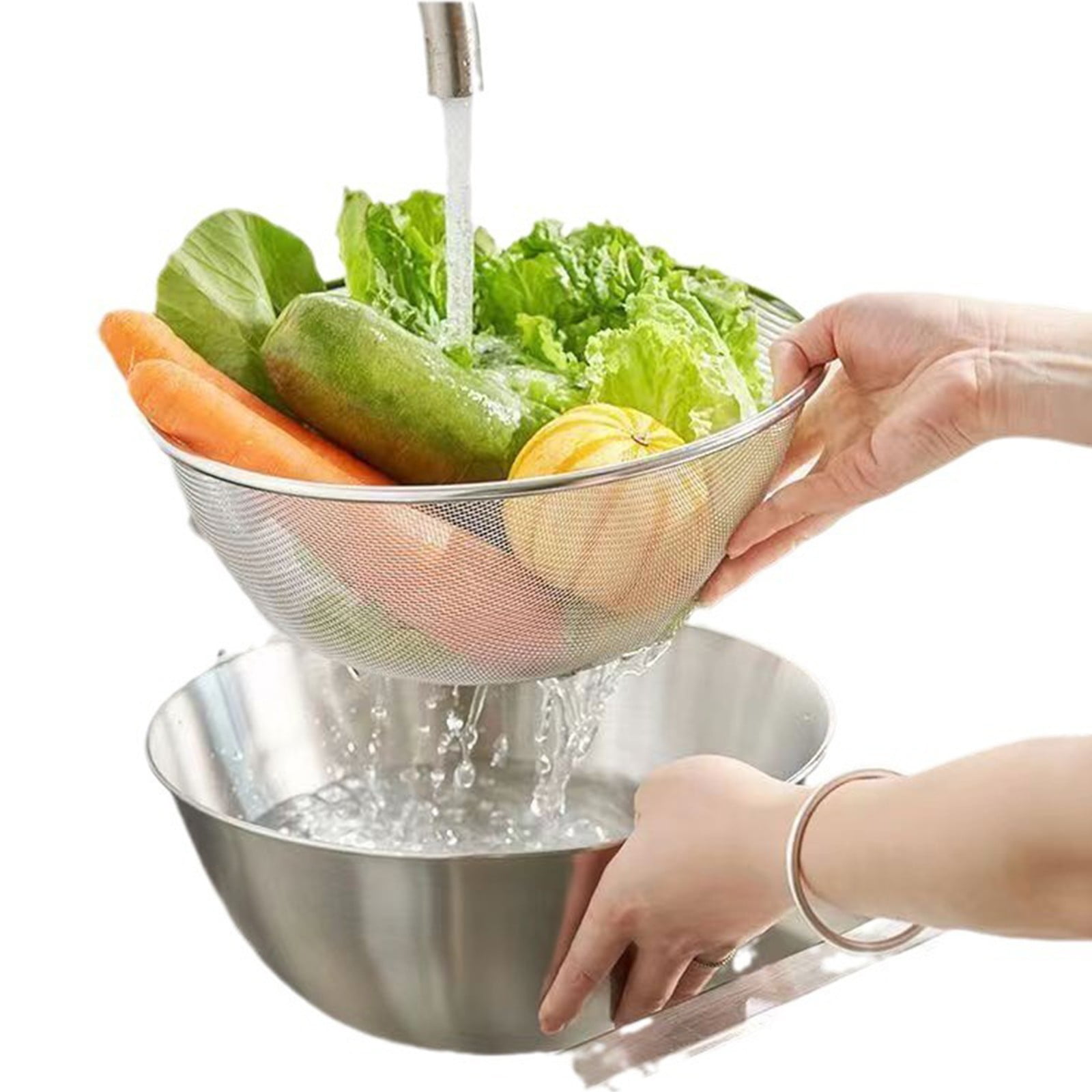 VBXOAE Stainless Steel Strainer Set of 2 for Kitchen Use,Fine Hole for ...