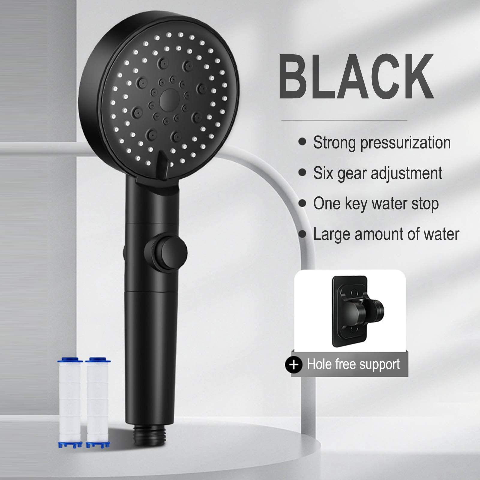 VBXOAE Turbocharged Rain Shower Head Set 6 Speed High Pressure Nozzle ...