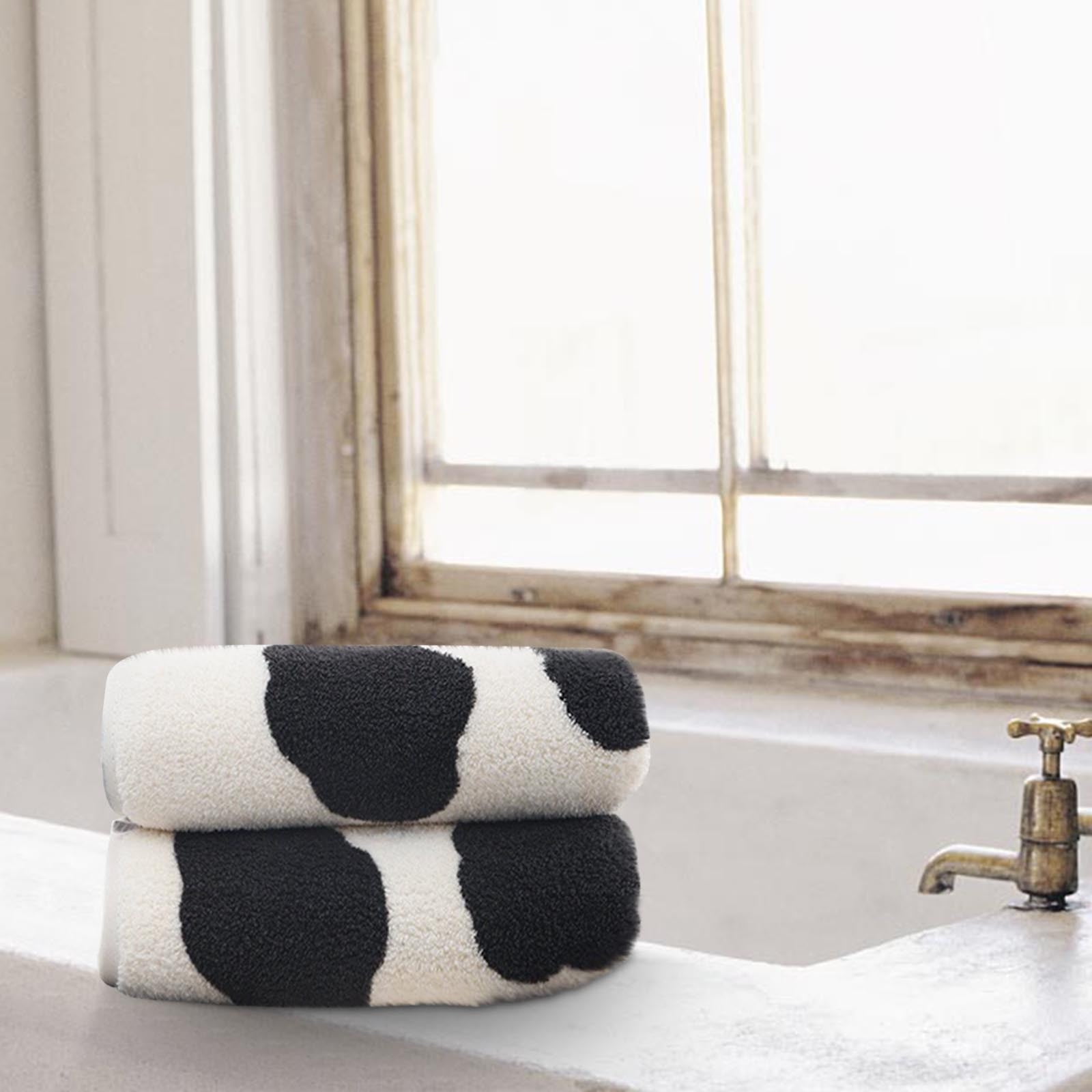 VBXOAE Velvet Towel Set Soft High Density Cow Pattern Cozy Absorbent ...