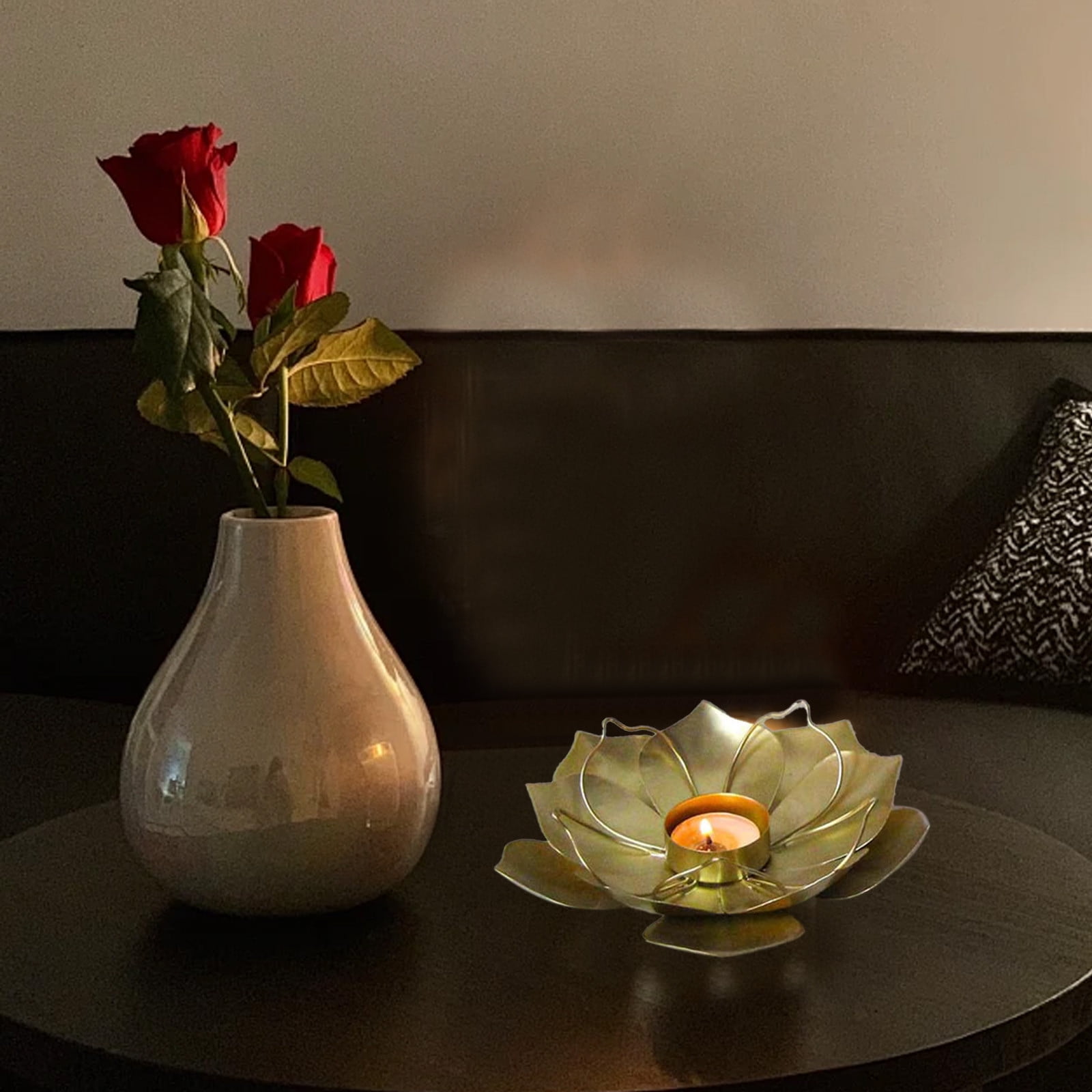 VBXOAE Vintage Iron Hollowed Flower Design Candle Holder Enhance Home ...