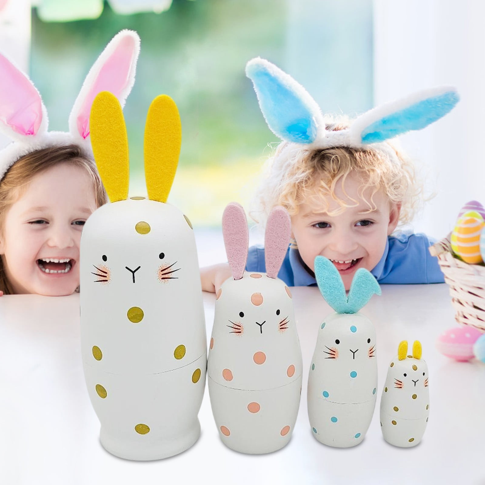 VBXOAE White Russian Nesting Dolls-Easter Five-Layer Bunny Set,Wooden ...