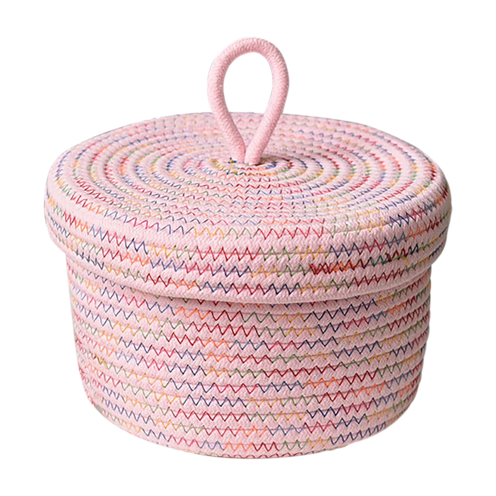 VBXOAE Woven Rope Basket with Lid Multipurpose Storage for Toys Towels ...