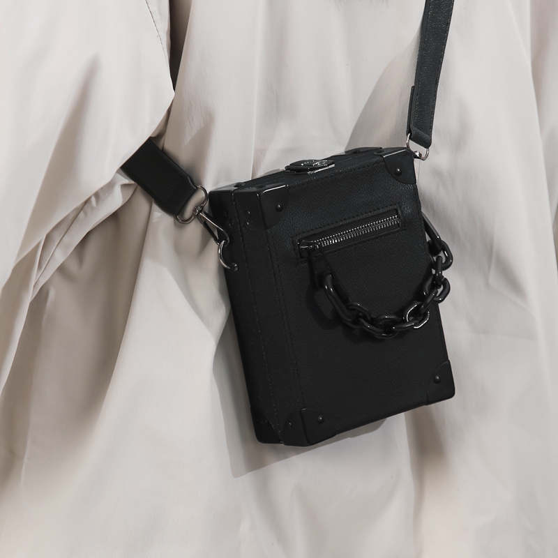 VC Men's Trend Black Box Bag Hip Hop Chains Shoulder Bag Designer Small ...