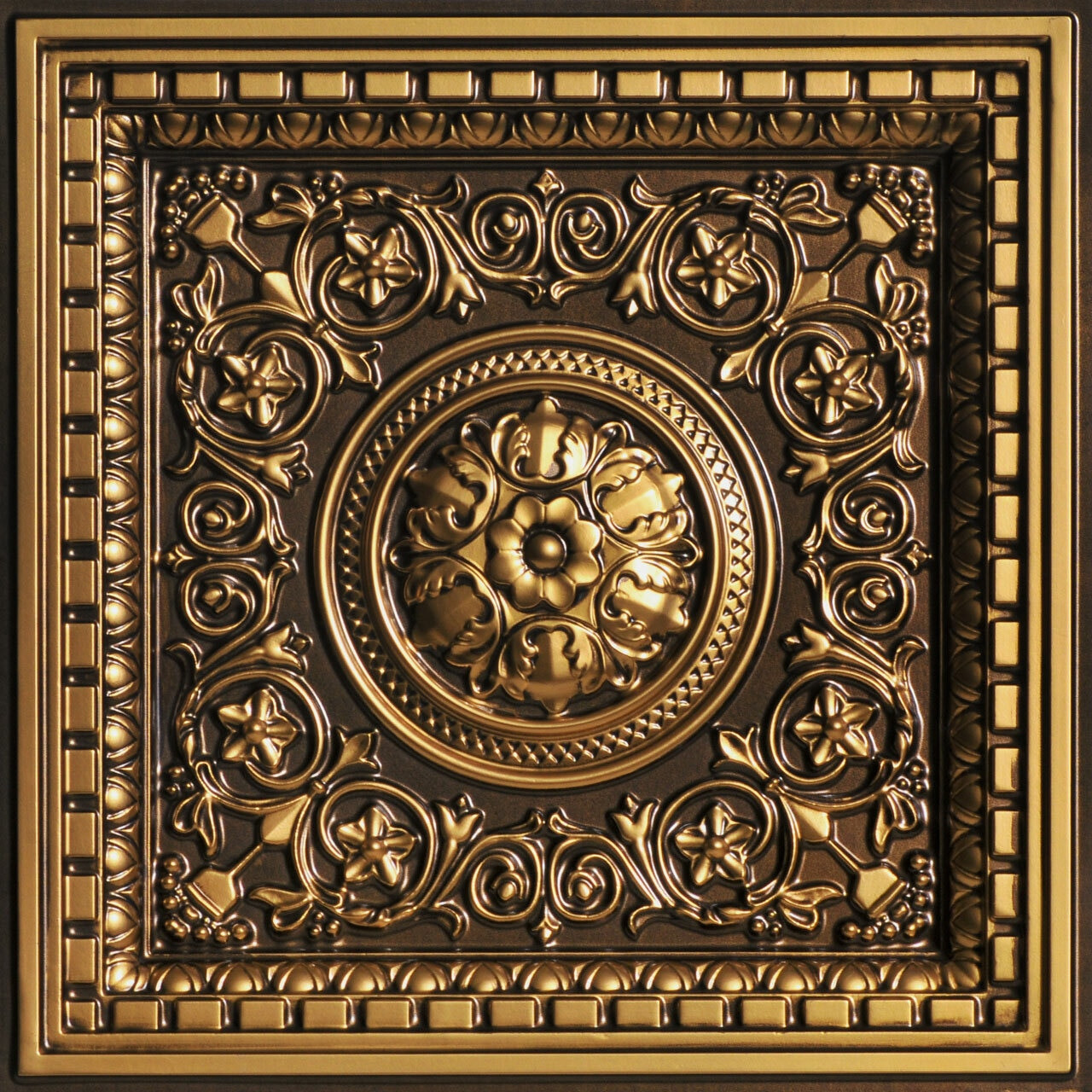 204-Lilies and Swirls 2 ft. x 2 ft. PVC Glue-up or Lay in Ceiling Tile ...