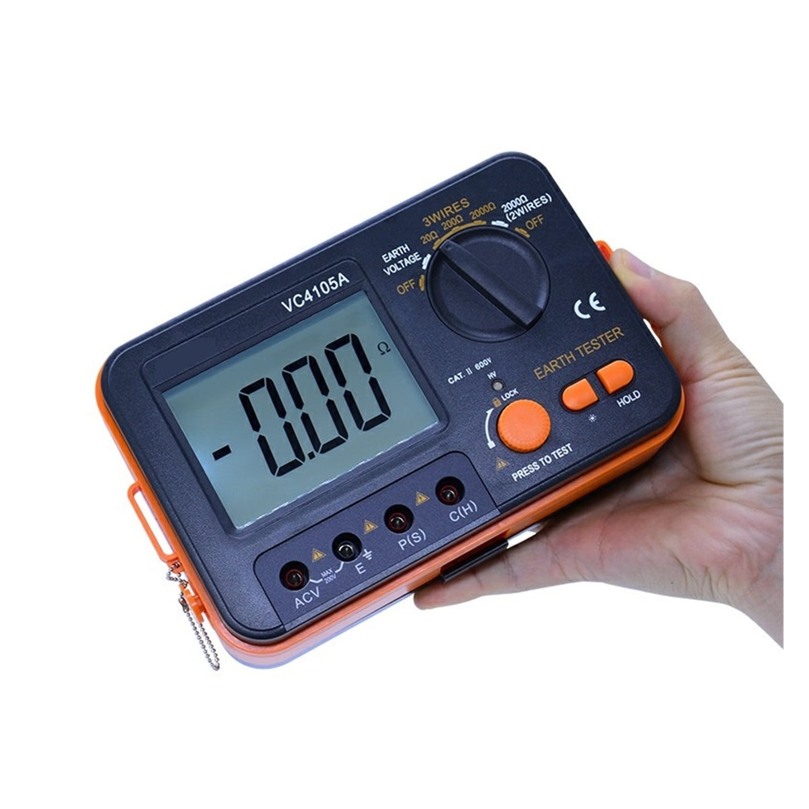 VC4105 LCD Digital Earth Resistance Tester Ground Resistance Voltage ...