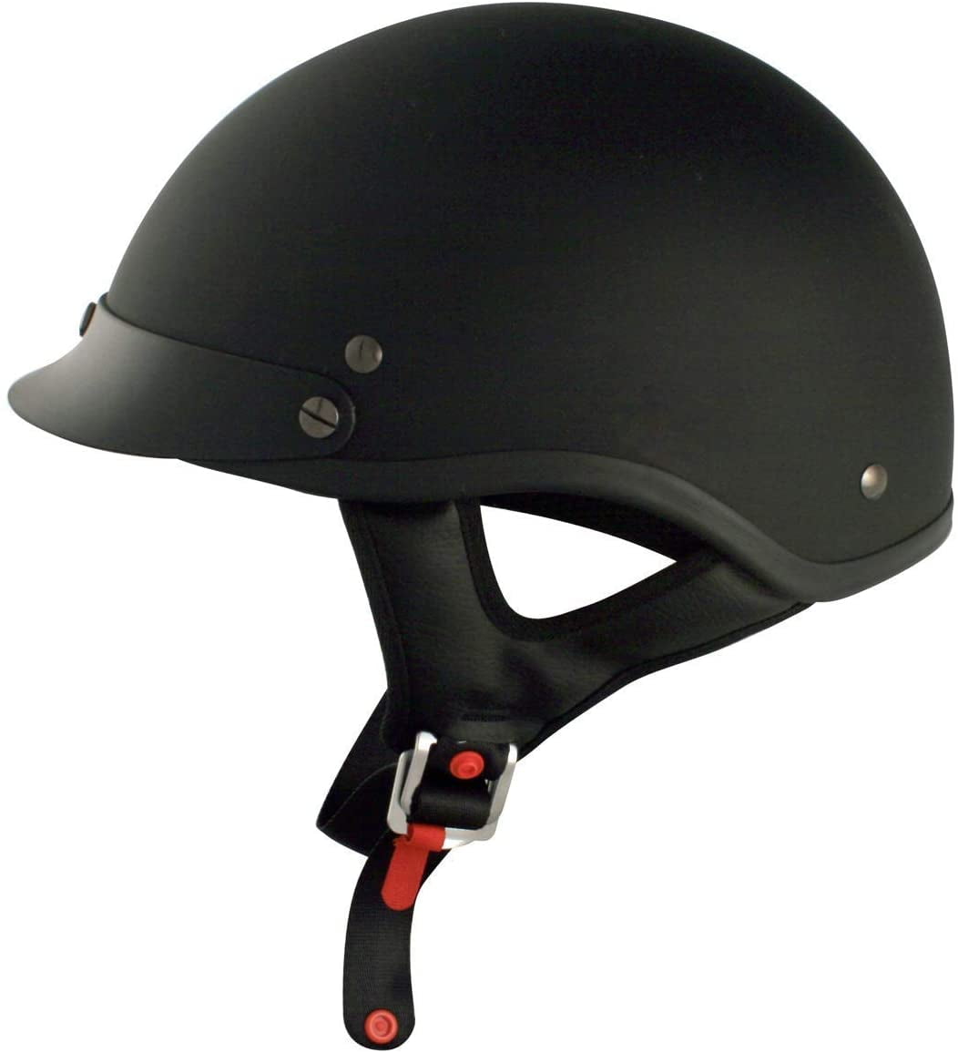 VCAN DOT Certified Cruiser Solid Flat Black Half Face Motorcycle Helmet ...