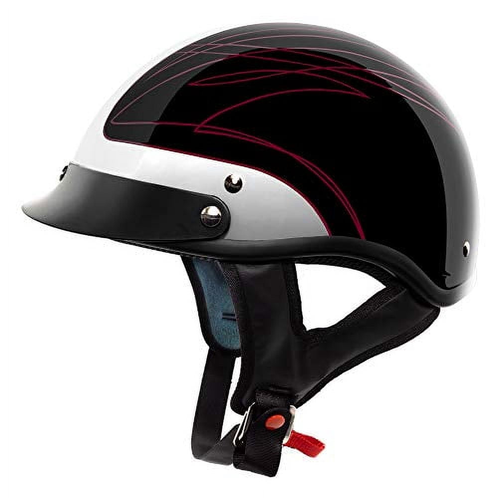 VCAN Cruiser Solid Gloss Black Half Face Motorcycle Helmet (Scramble ...