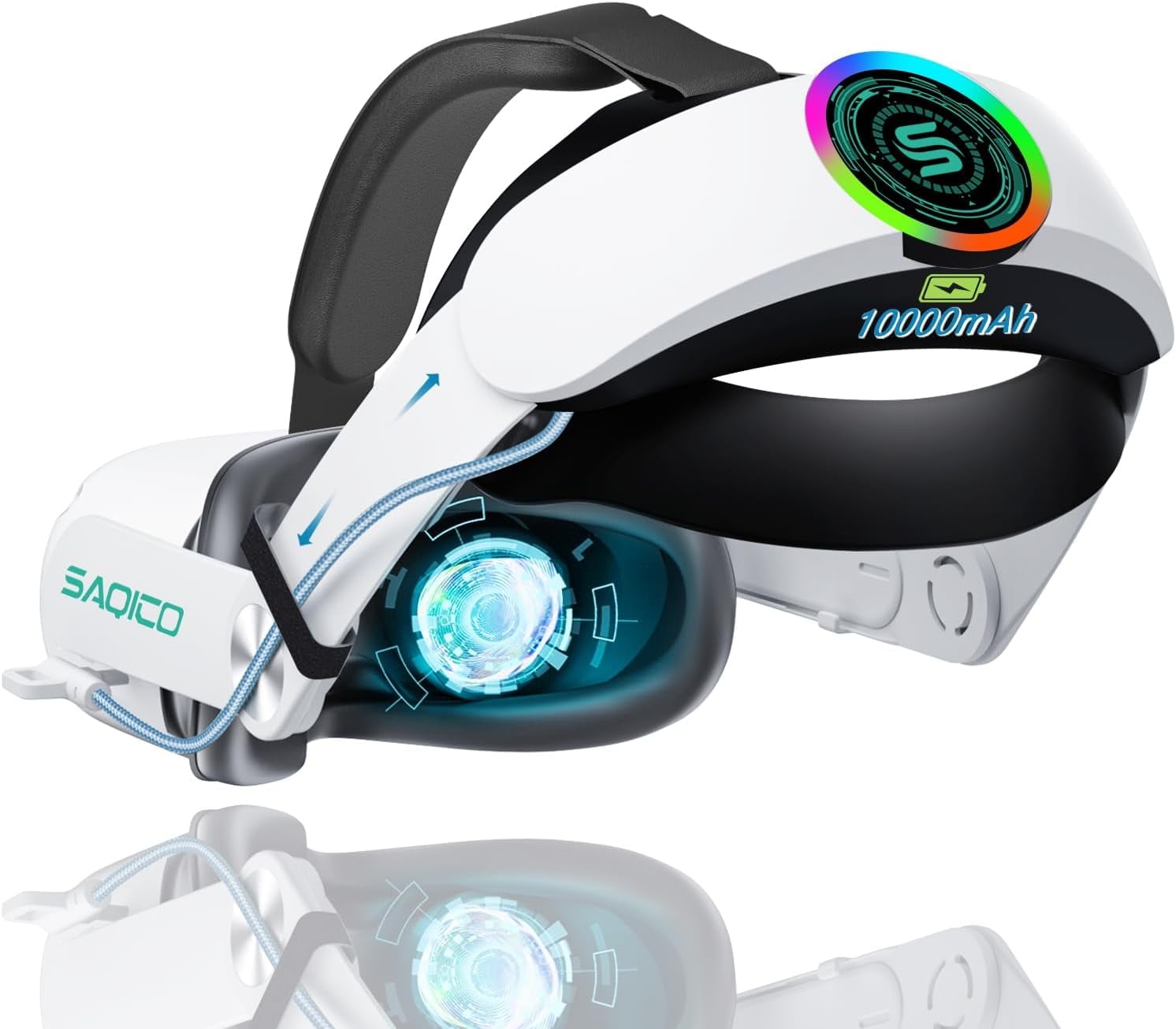 VCBAVC Head Strap with 5000mAh Battery for Oculus Quest 2, Cool RGB Light Fast Charging ...