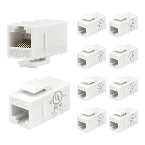 VCELINK 10-Pack CAT6 RJ45 Keystone Couplers (UL Listed), White - Female ...