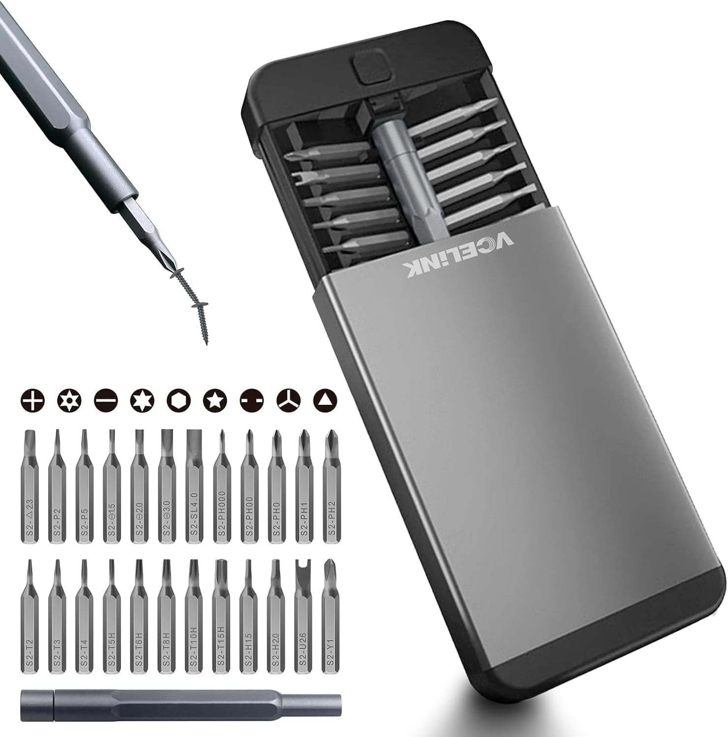 VCELINK 25 in 1 Small Precision Magnetic S2 Steel Screwdriver Set for ...