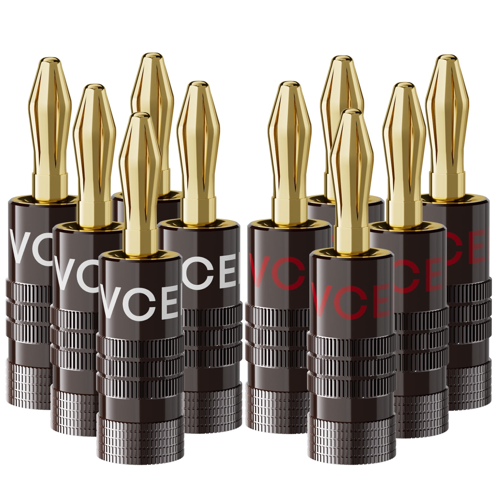 VCELINK Banana Plugs, 5-Pack Dual-Screw Speaker Wire Connectors, 4mm ...