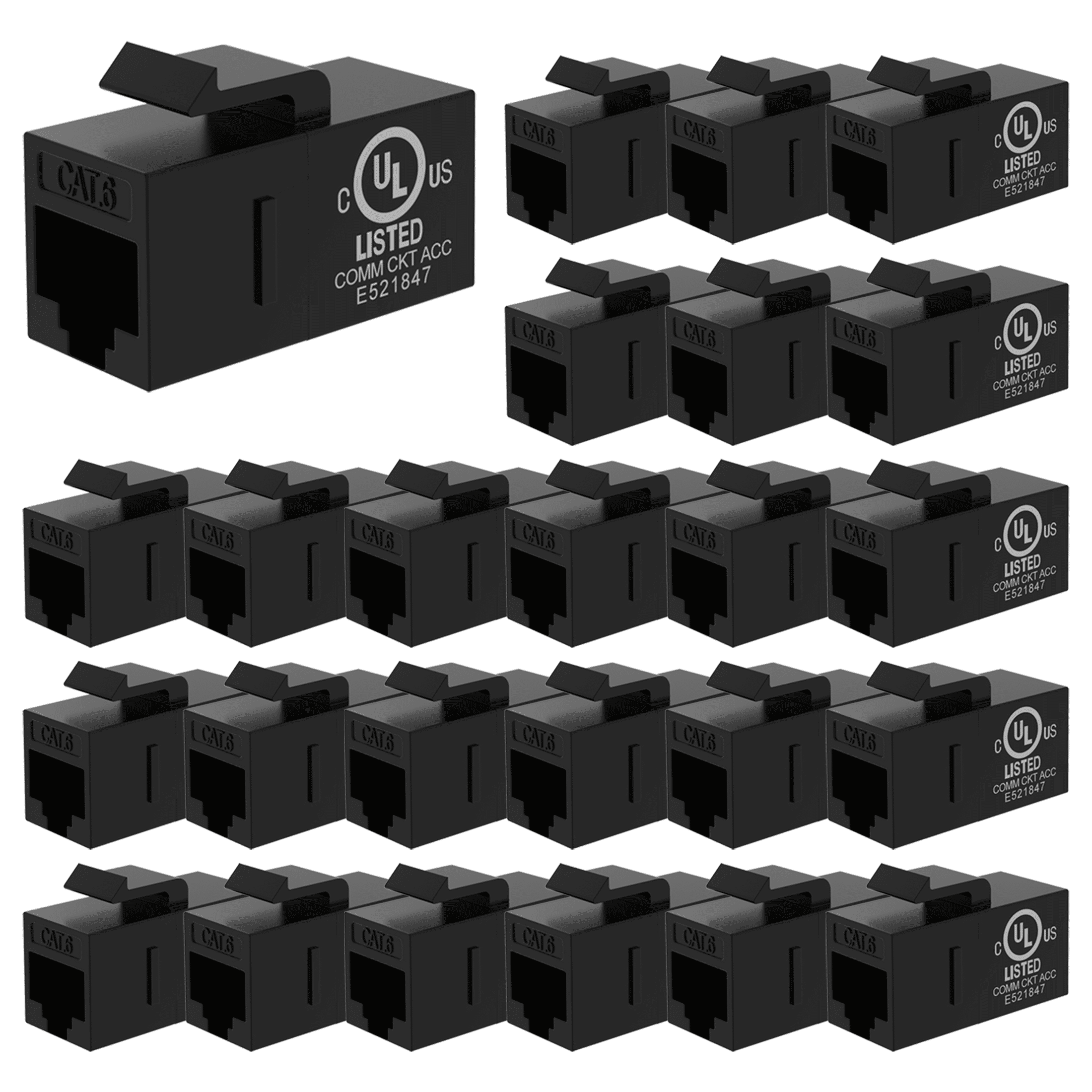 VCELINK CAT6 Keystone Coupler RJ45 UL Listed Female to Female 25-Pack ...