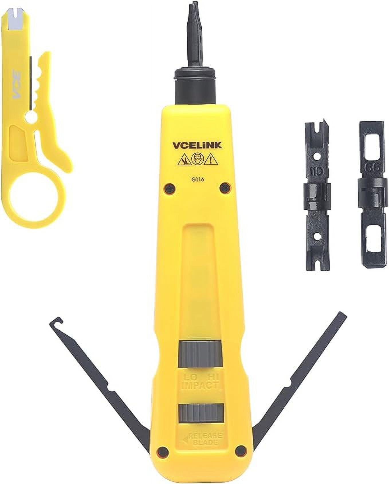VCELINK Punch Down Impact Tool Kit, 110 and 66 Blades, Network Cable Tool for CAT3, CAT5, CAT6 ...