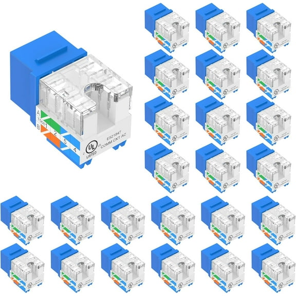 XUERUI-UL Listed 10Gbps Cat6 Keystone Jack Insert 25-Pack, 90 Degree ...