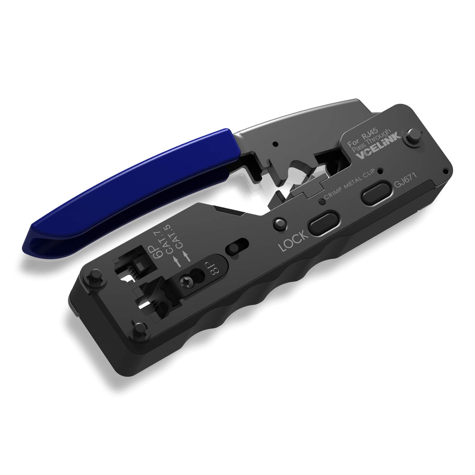 RJ45 Pass Through Crimp Tool for Cat5 Cat6 Modular Connector Ethernet ...