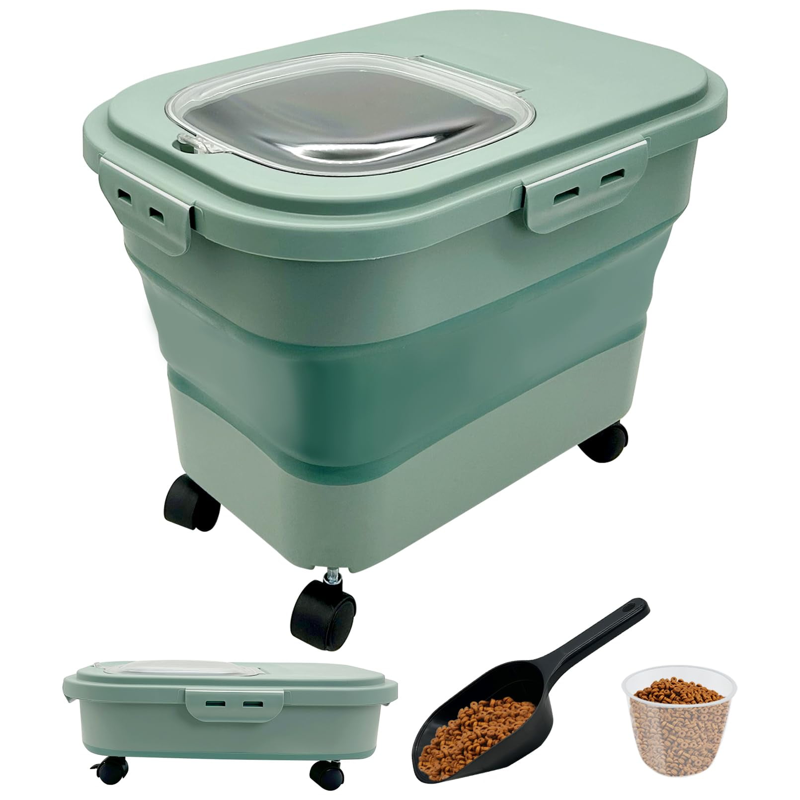 VCEPJH Collapsible Dog Food Storage Container 20 Lb Pet Food Storage ...