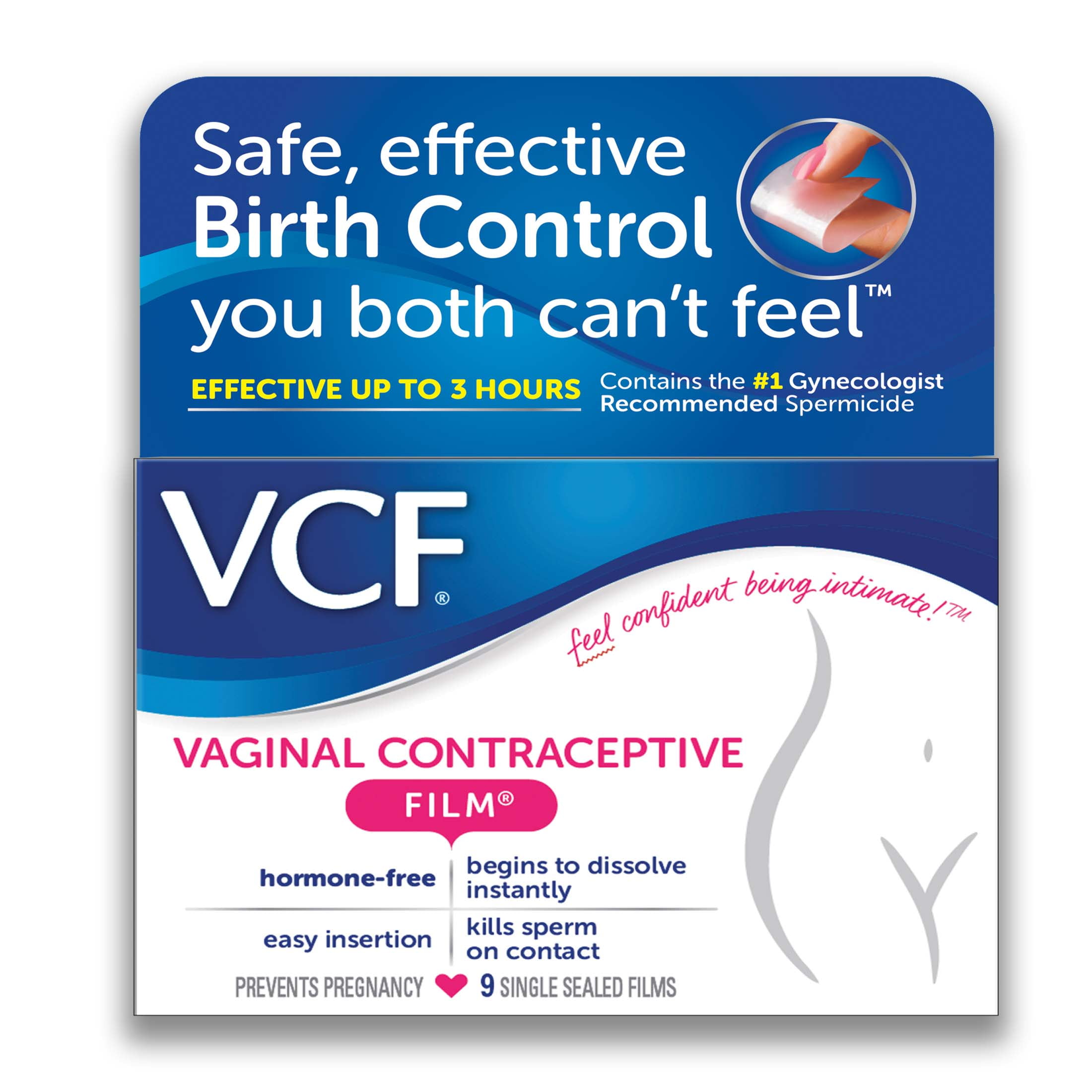 VCF Vaginal Contraceptive Film - 9 ct, Safe and Efficient Spermicide ...