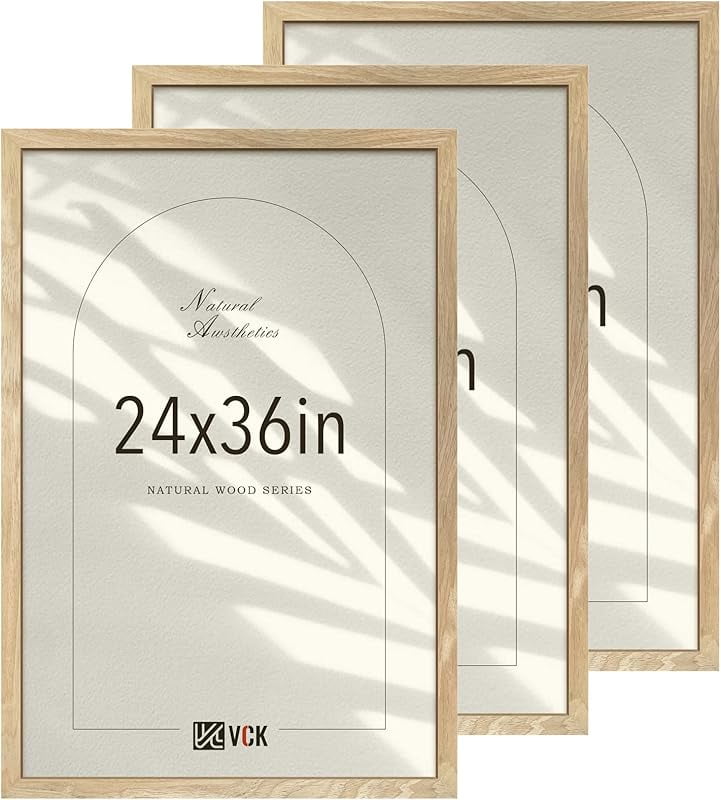 VCK 16x24 Natural Wood Frame for Poster & Picture, Solid Wood Photo ...