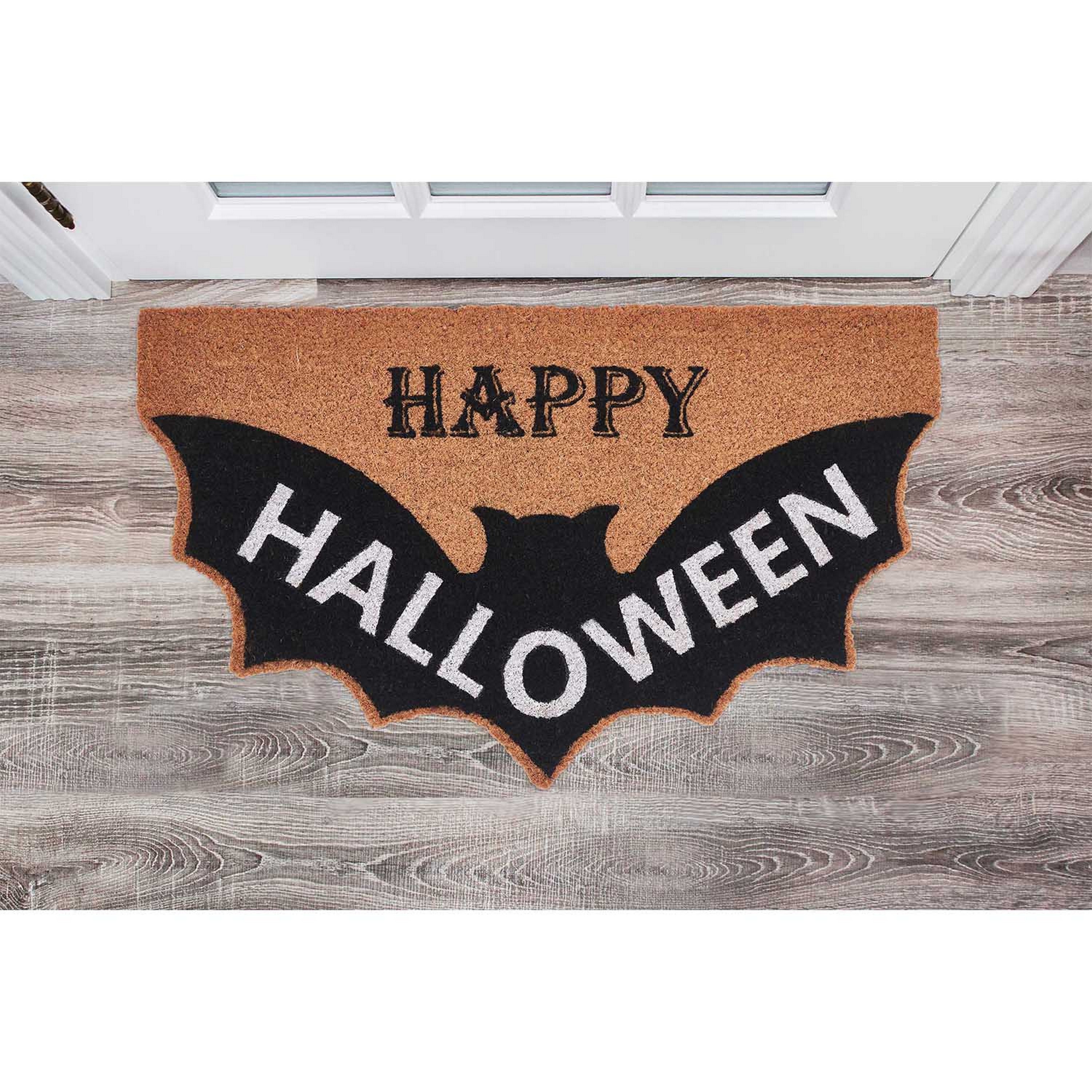 VCNY Home Bat Multicolor Halloween Coir Outdoor Doormat, 18" x 30 ...
