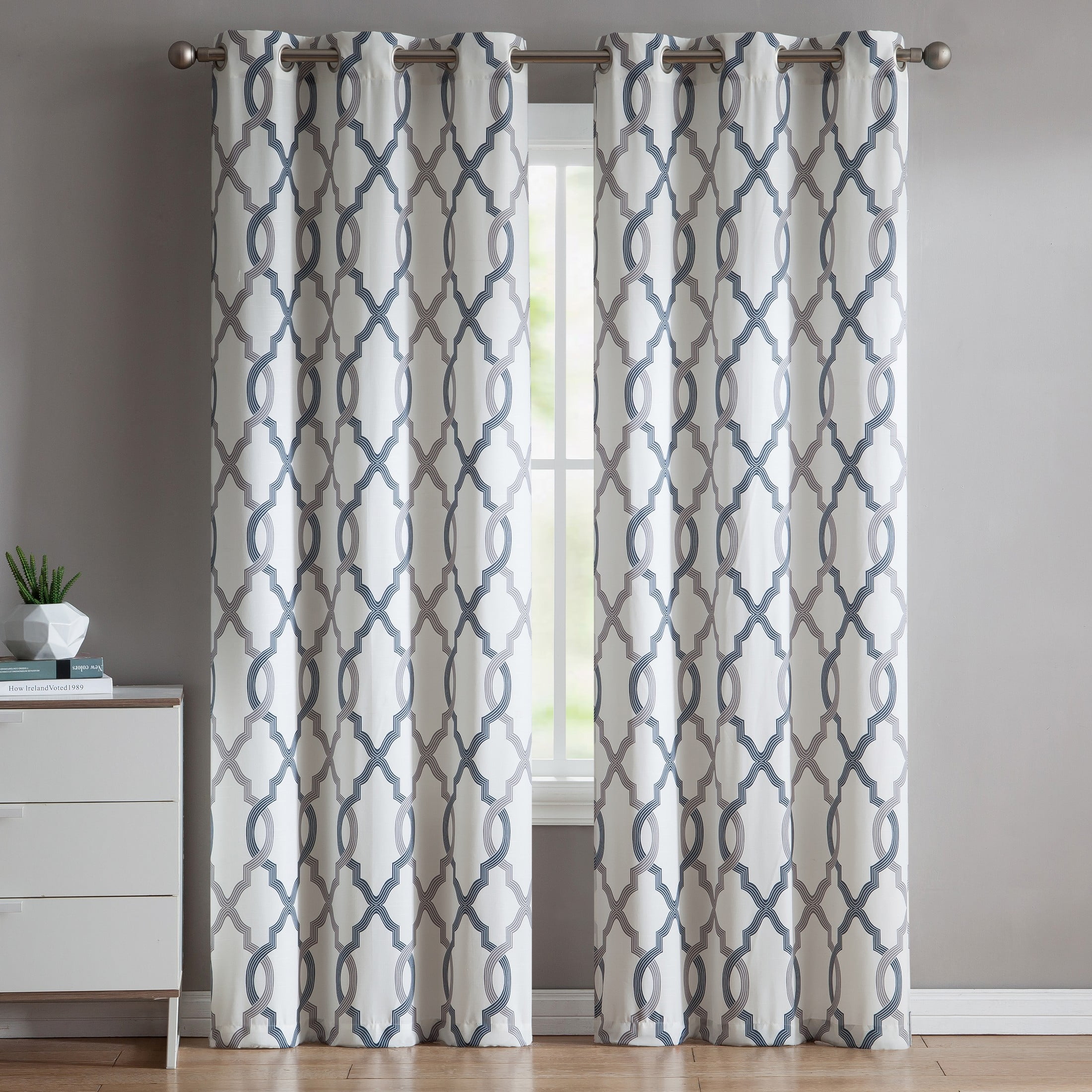 VCNY Home Caldwell 2-Piece Blue Trellis Light-Filtering Polyester ...