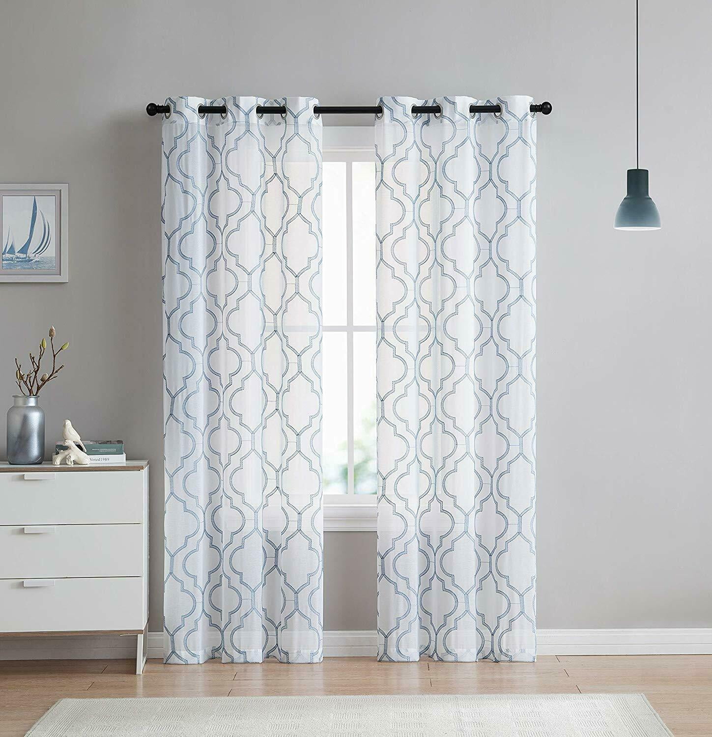 VCNY Home Charlotte Embroidered Sheer Window Curtain Panels, 2-Pack ...