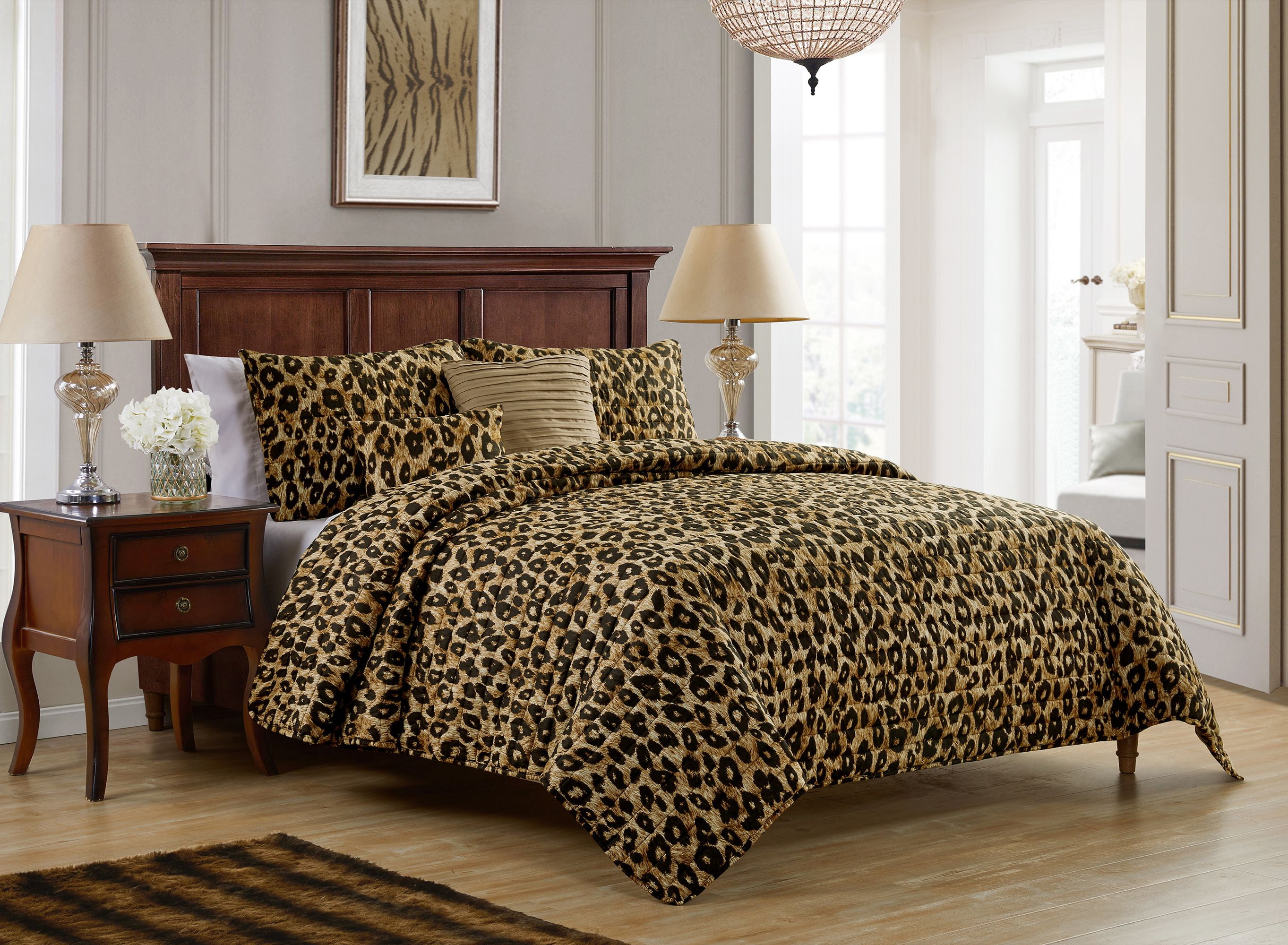 VCNY Home Cheetah Print Quilt Set - Queen Bedding - Walmart.com