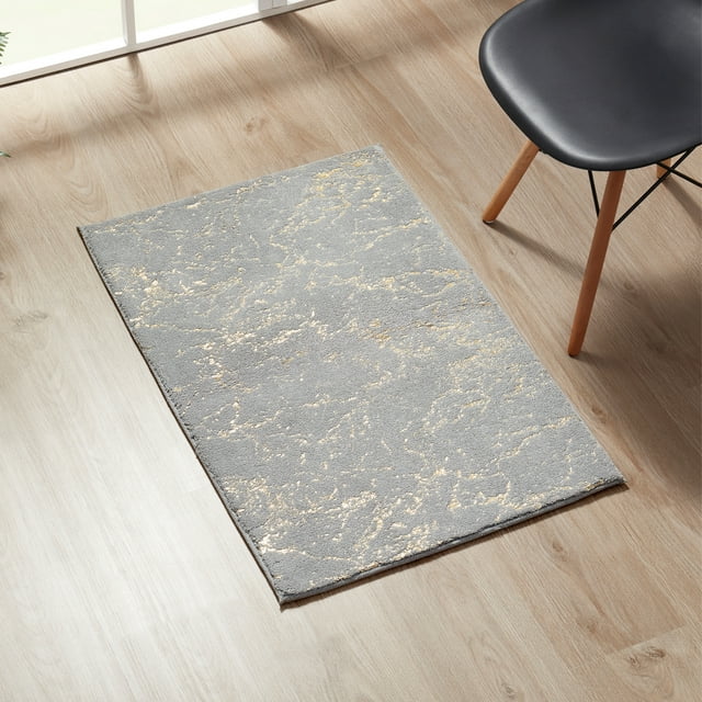 VCNY Home Grey/Gold Marble Foil Faux Fur Indoor Area Rug, 24" x 36 ...