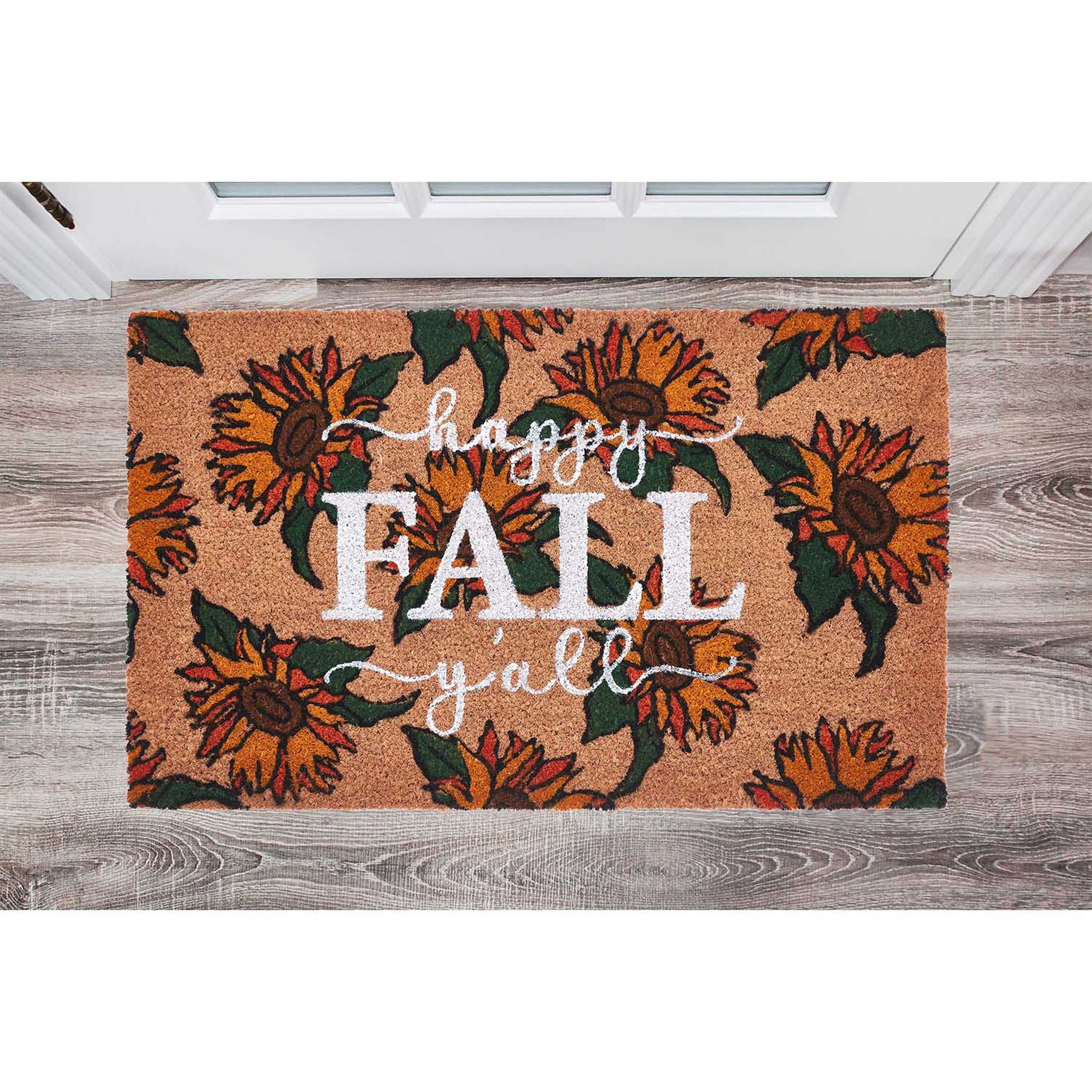 VCNY Home Happy Fall Y'all Multicolor Sunflower Coir Outdoor Doormat ...