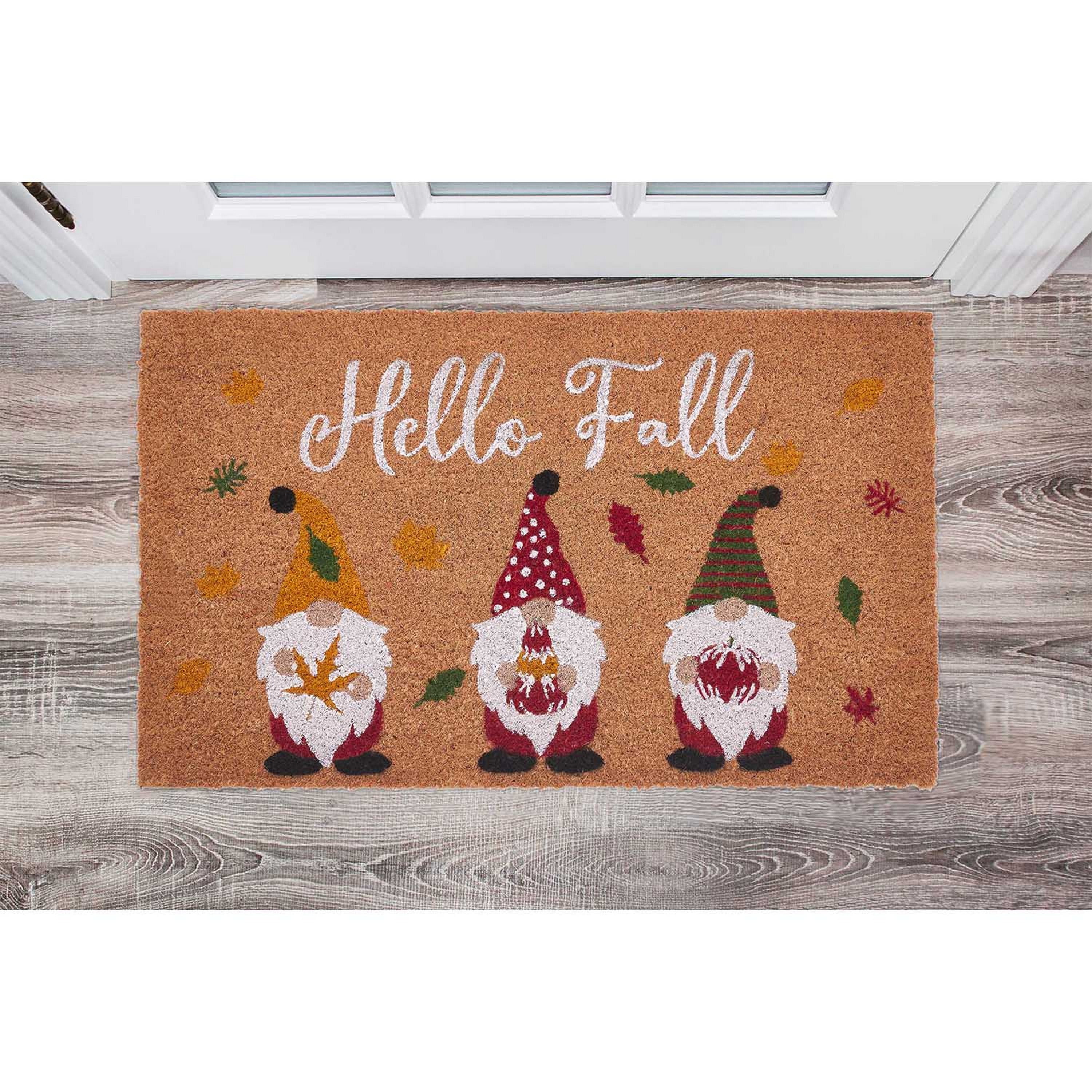 VCNY Home Hello Fall Gnome Coir Outdoor Doormat 18x30 Durable Natural ...