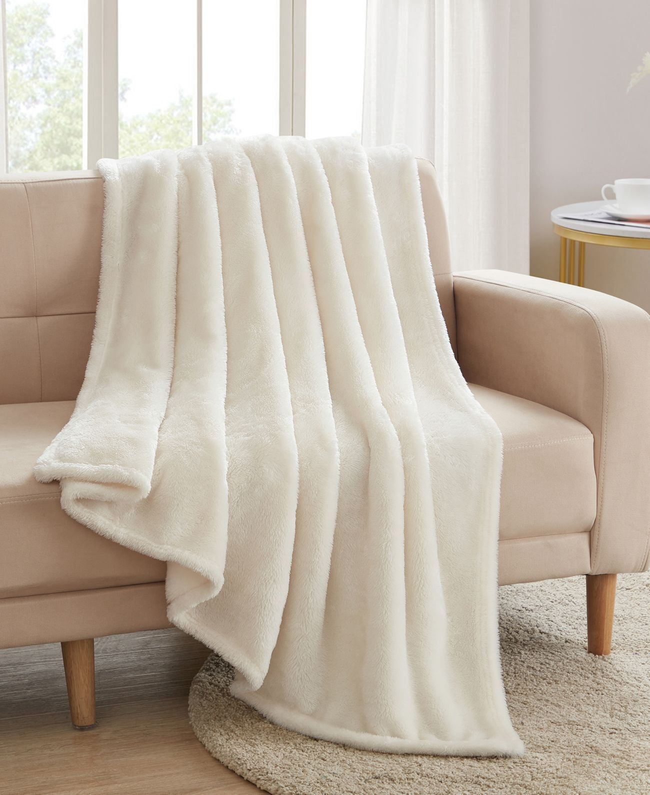 VCNY Home High Pile Plush Throw, Ivory, 70X52 - Walmart.com