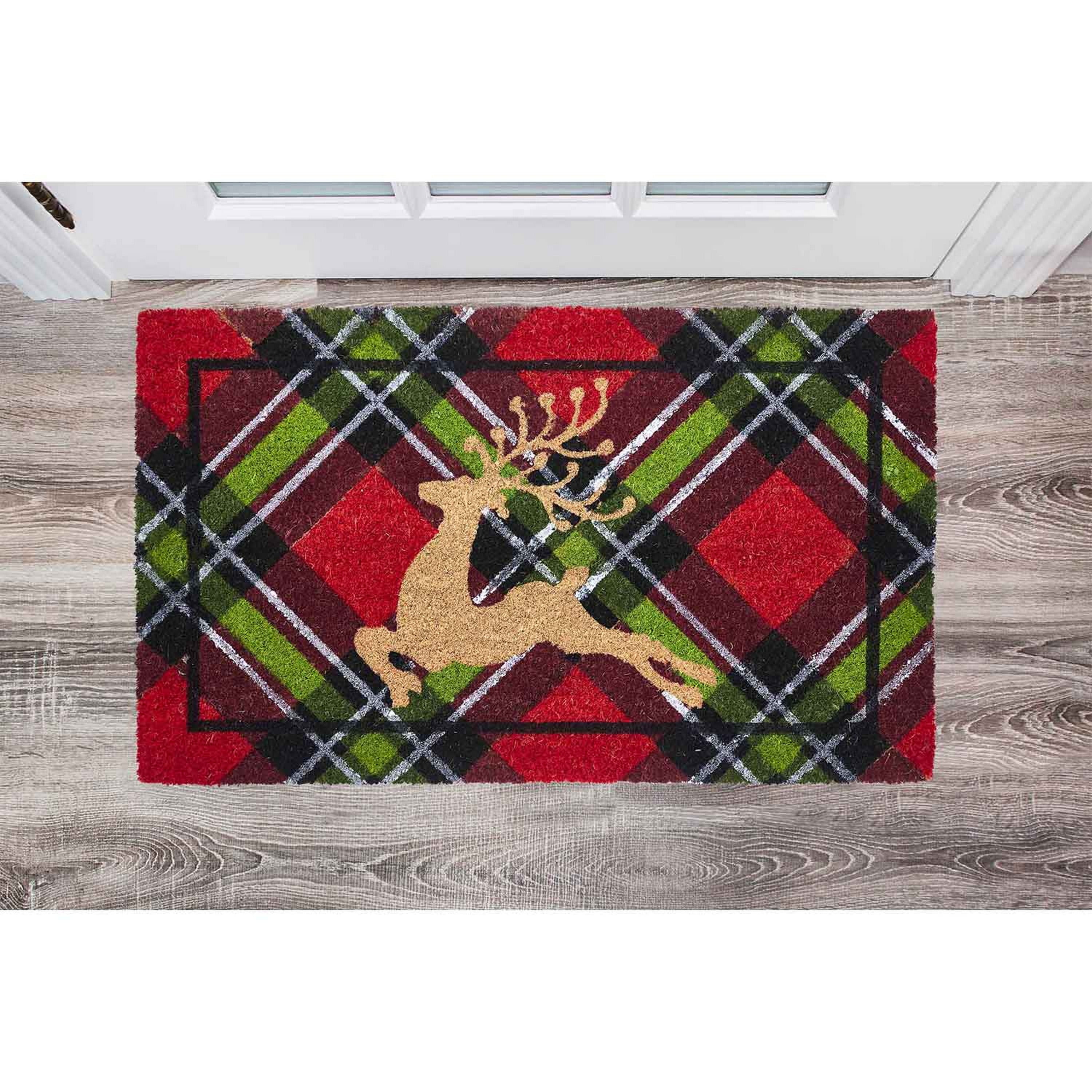 VCNY Home Holiday Plaid Red/Multicolor Coir Outdoor Doormat, 18" x 30 ...