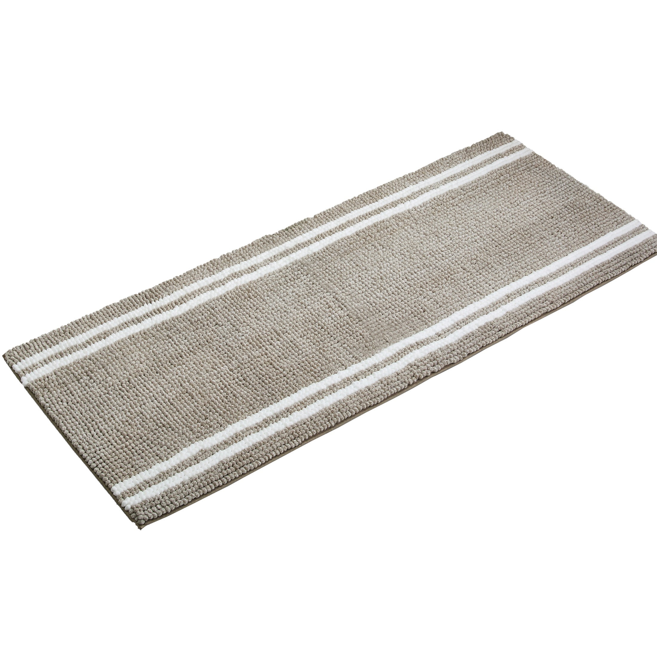 VCNY Home Hotel Beige/White Striped Polyester Bath Rug, 24" x 60 ...